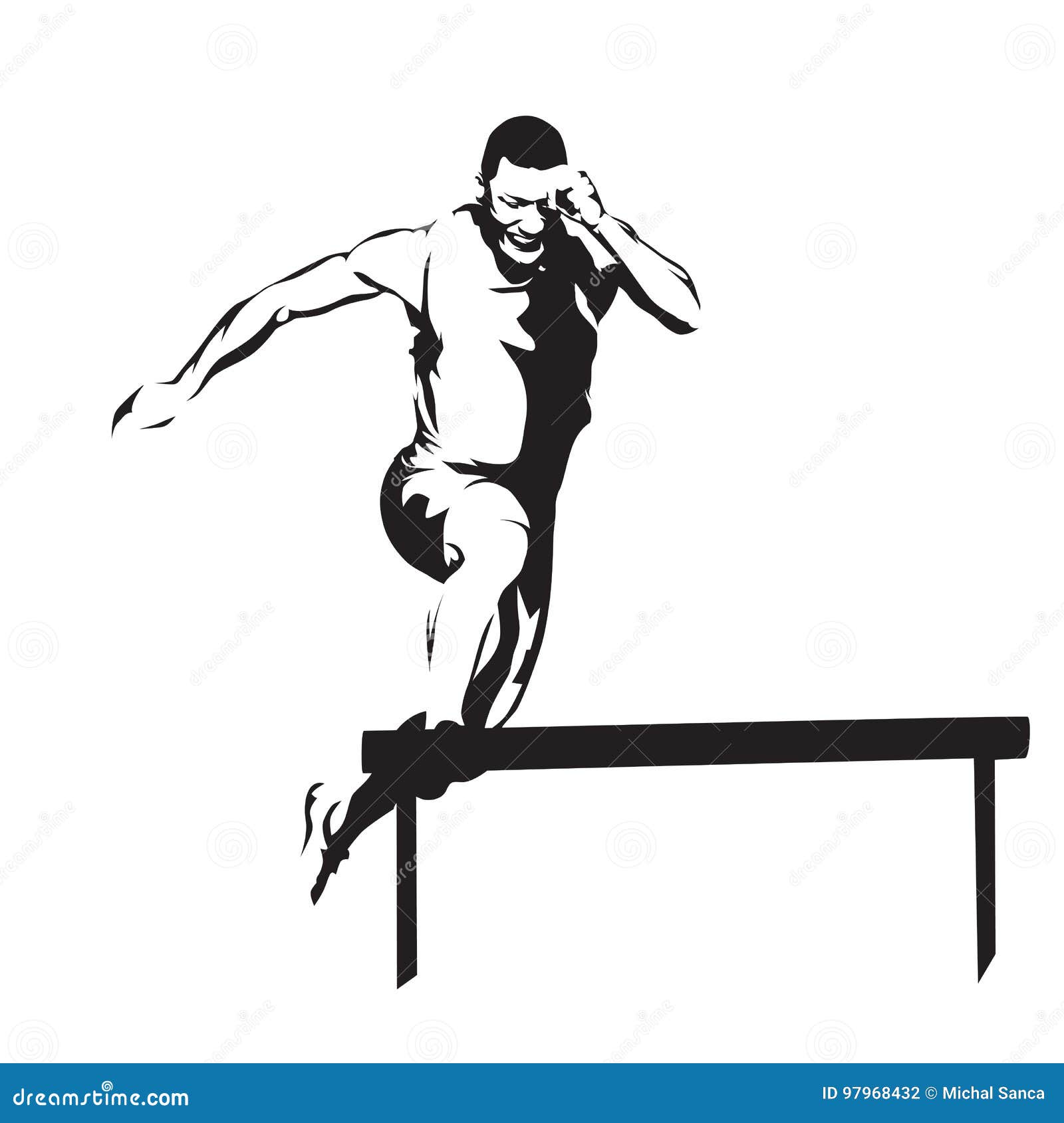 Hurdles Race, Running and Jumping Man Stock Vector - Illustration of ...
