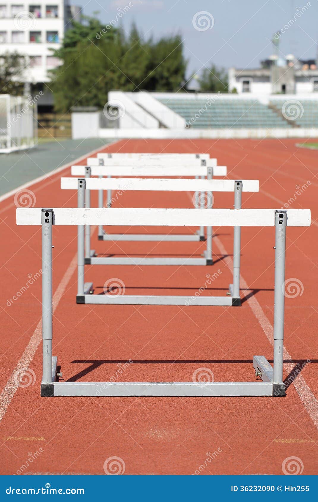 Hurdles on the Red Running Track Prepared Stock Photo - Image of hurdle ...