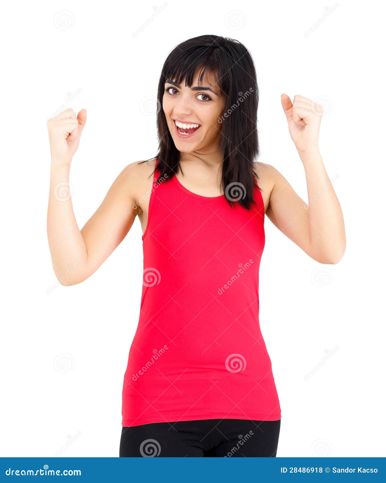Hurray ! stock photo. Image of woman, happy, adult, standing - 28486918