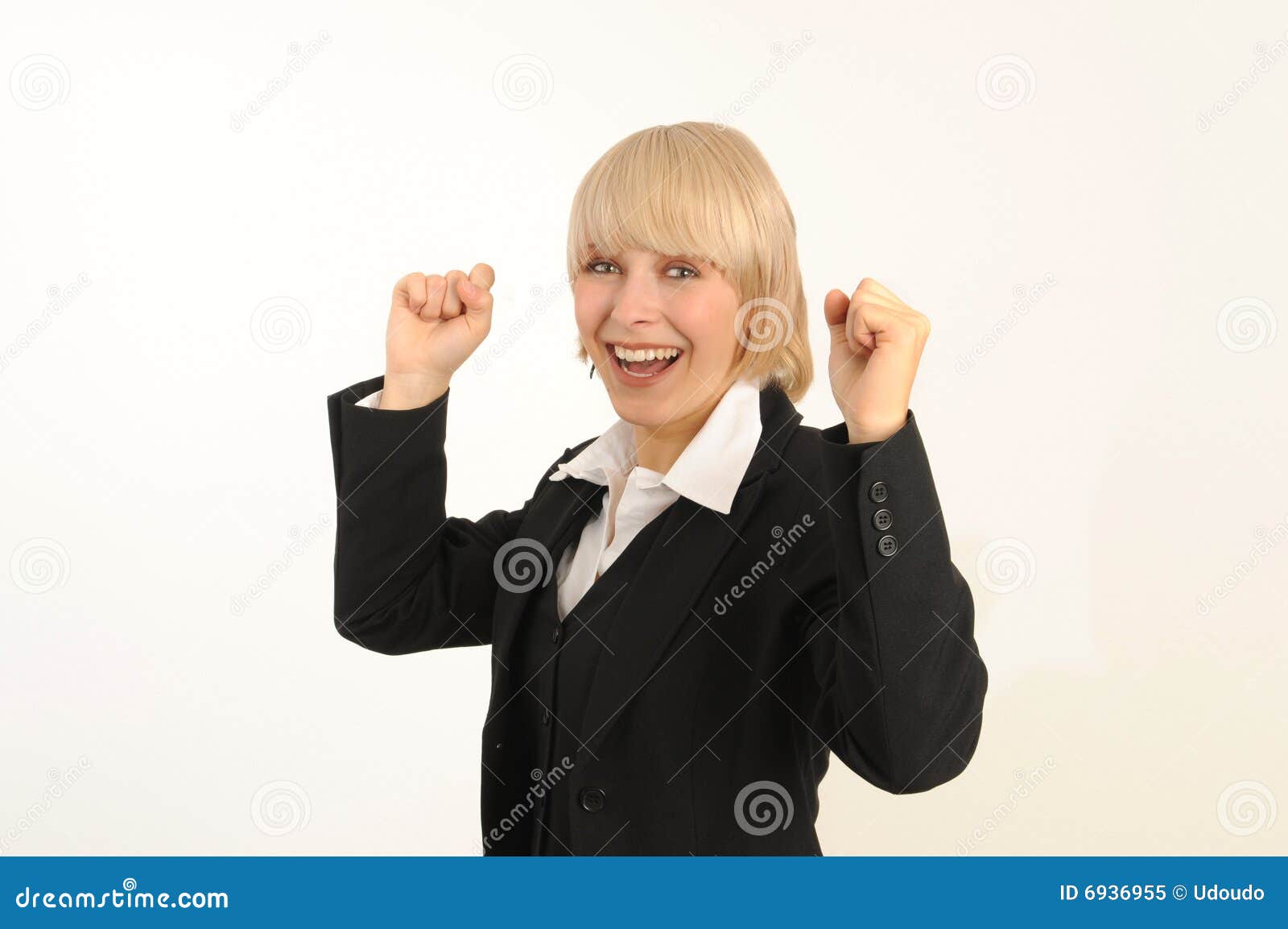 Hurray stock image. Image of happy, isolated, black, blonde - 6936955