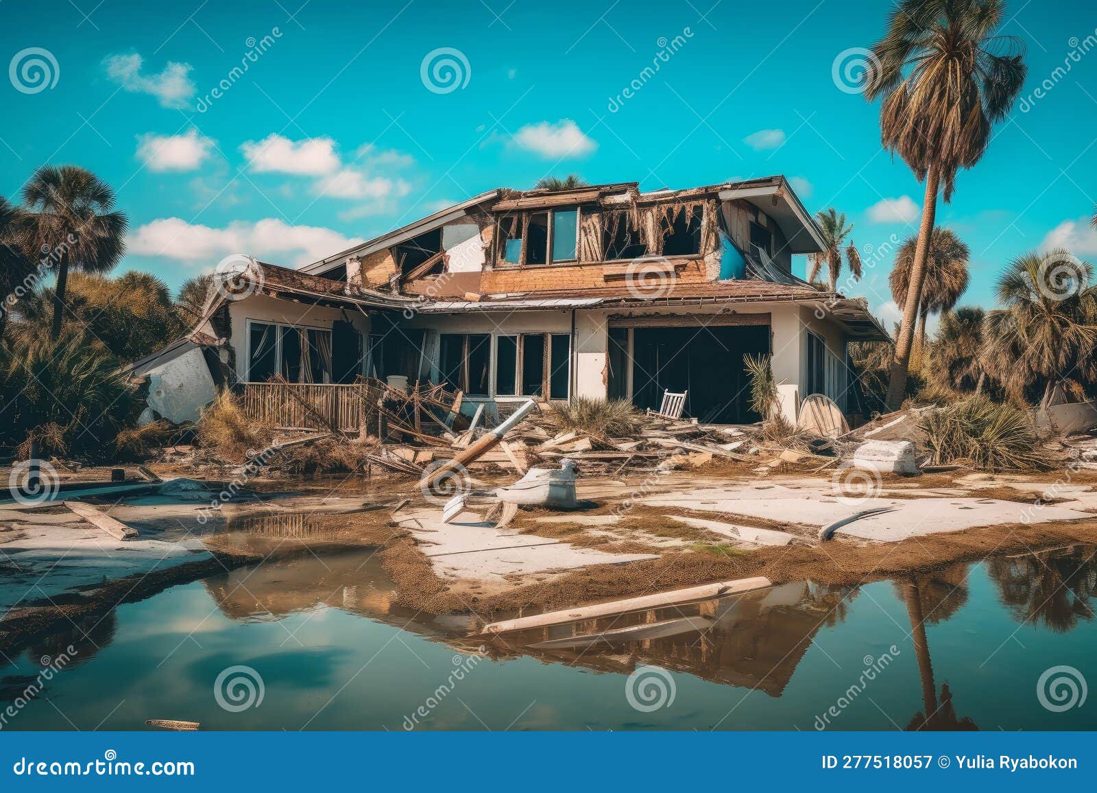 Hurricane Destroy House. Generate Ai Stock Illustration - Illustration ...