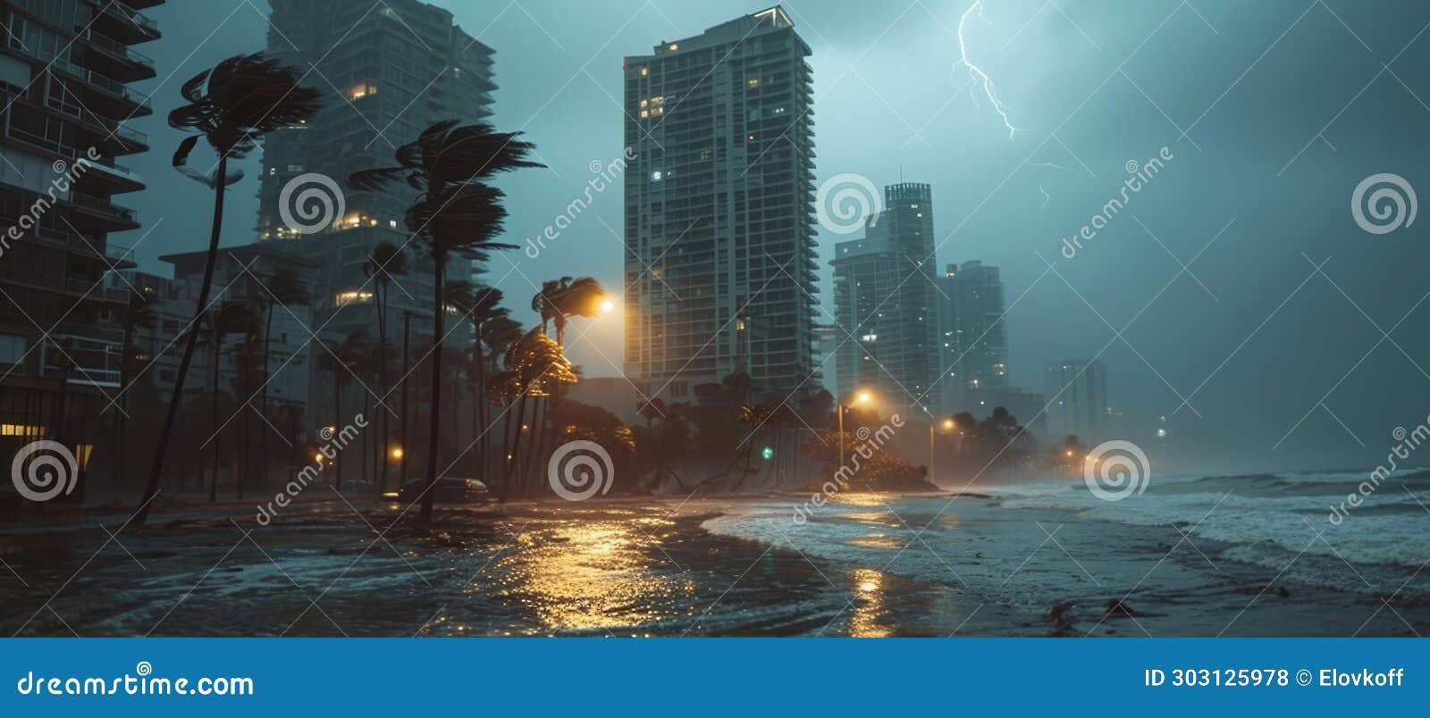 Hurricane Destroys City Shore, Infrastructure and Causing Damage and ...