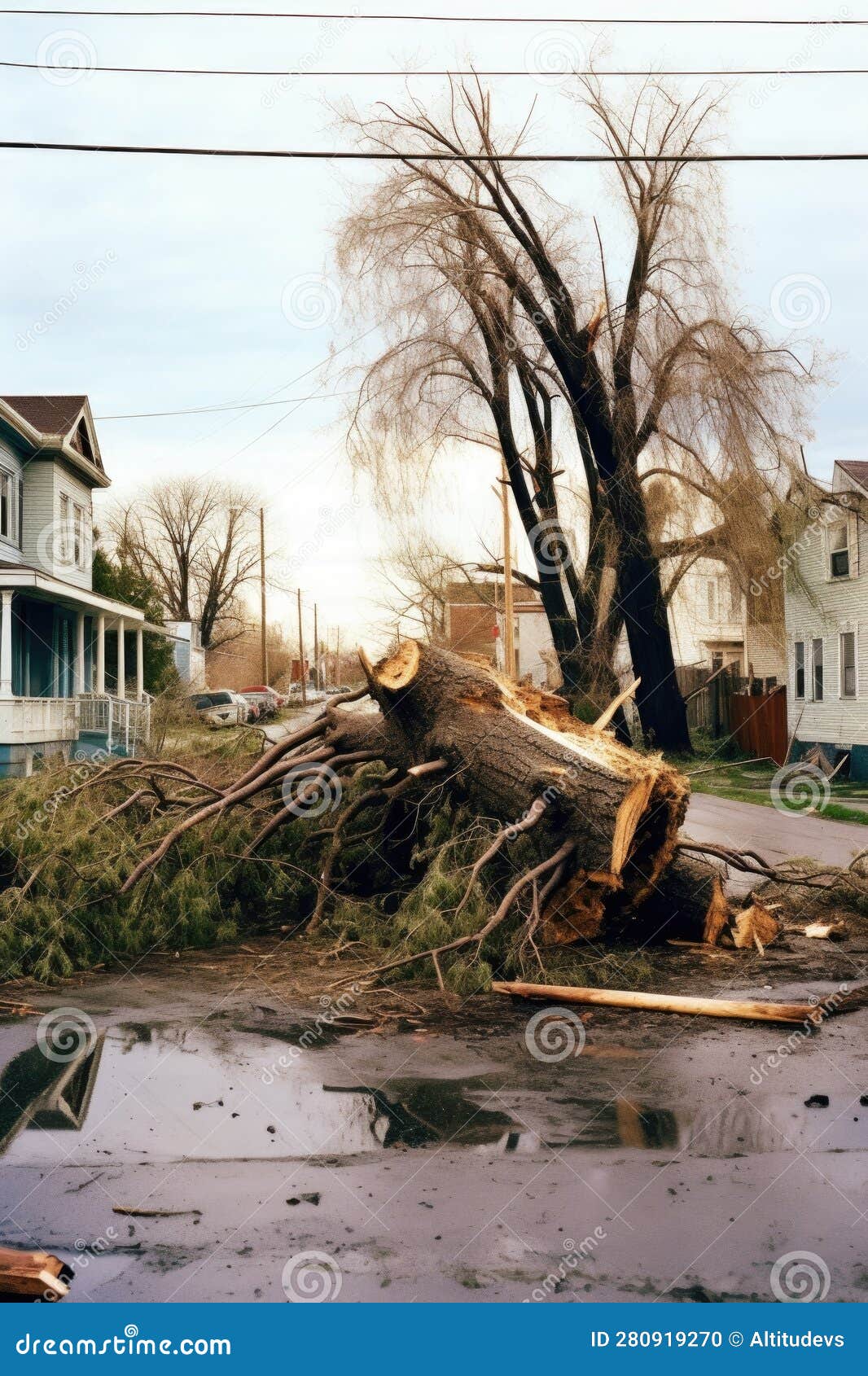 Hurricane Destruction: Uprooted Trees and Debris Stock Illustration ...