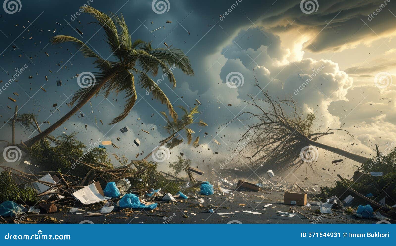 Hurricane Devastation Shattered Glass And Landscape Reflecting The ...