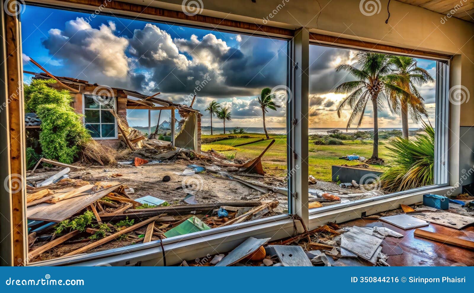 Devastation: Hurricane Aftermath In Abandoned Town Showing Destroyed ...