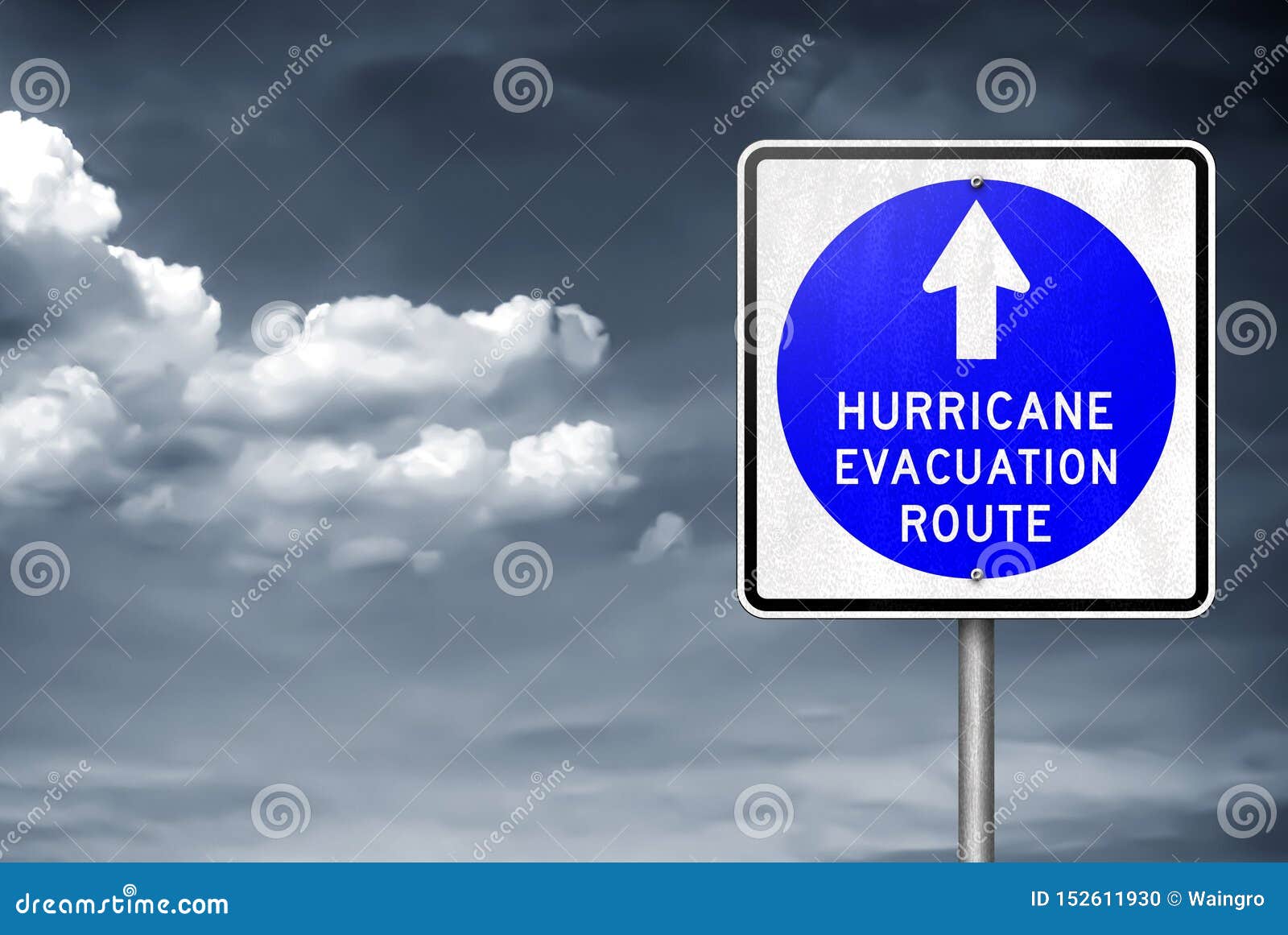Hurricane Evacuation Route - Traffic Sign Information Stock Photo ...