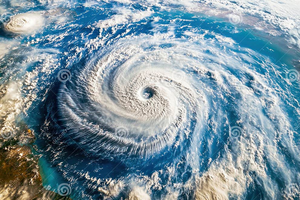 Hurricane Forming Over the Ocean As Seen from Space Stock Photo - Image ...