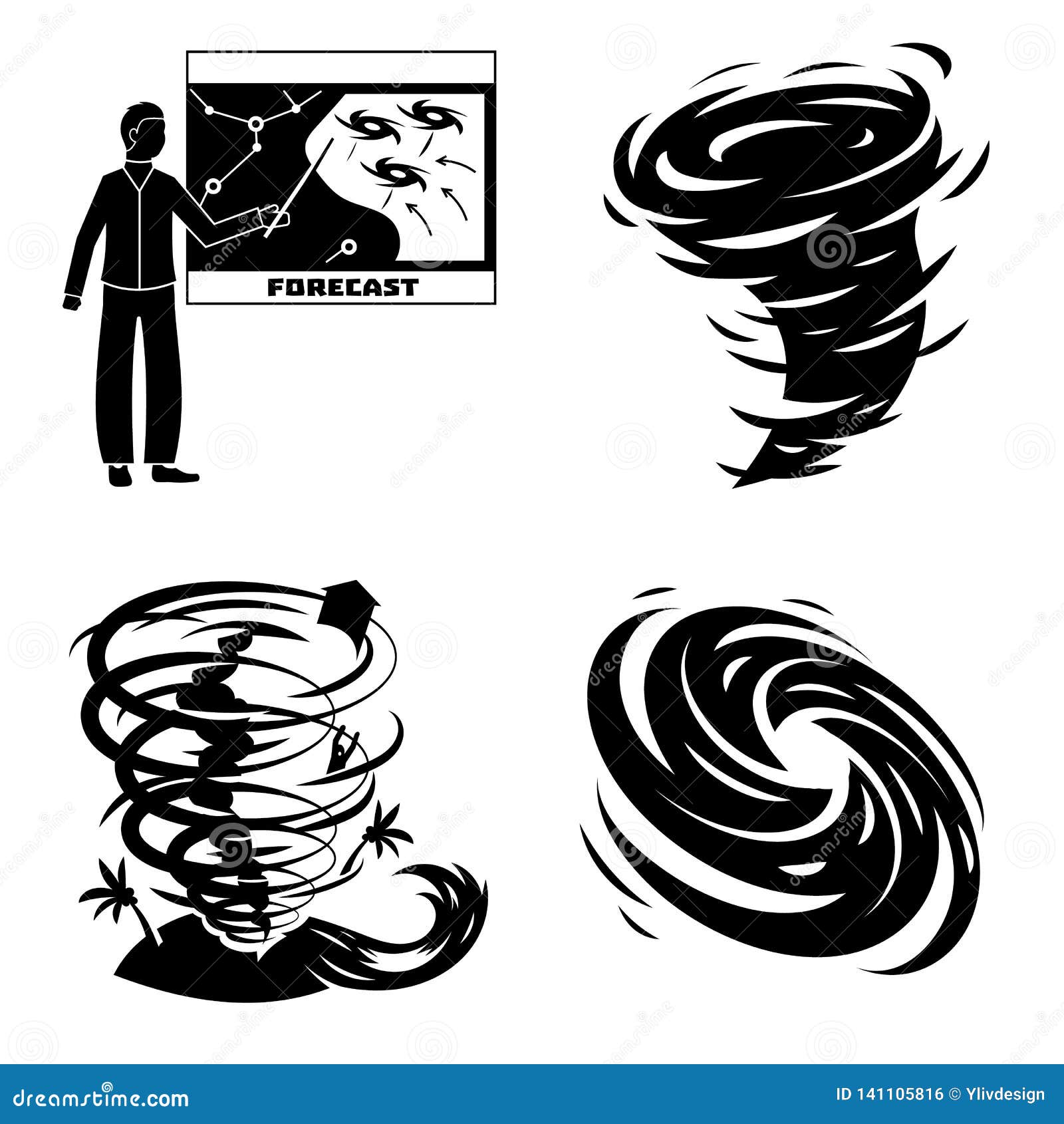 Hurricane Icons Set, Simple Style Stock Vector - Illustration of nature ...