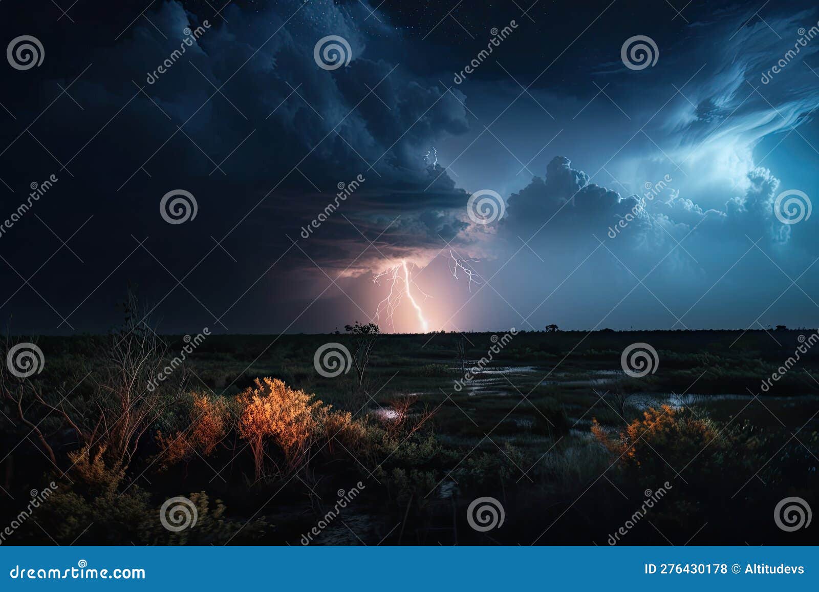 Hurricane with Lightning Storm in the Distance Stock Illustration ...