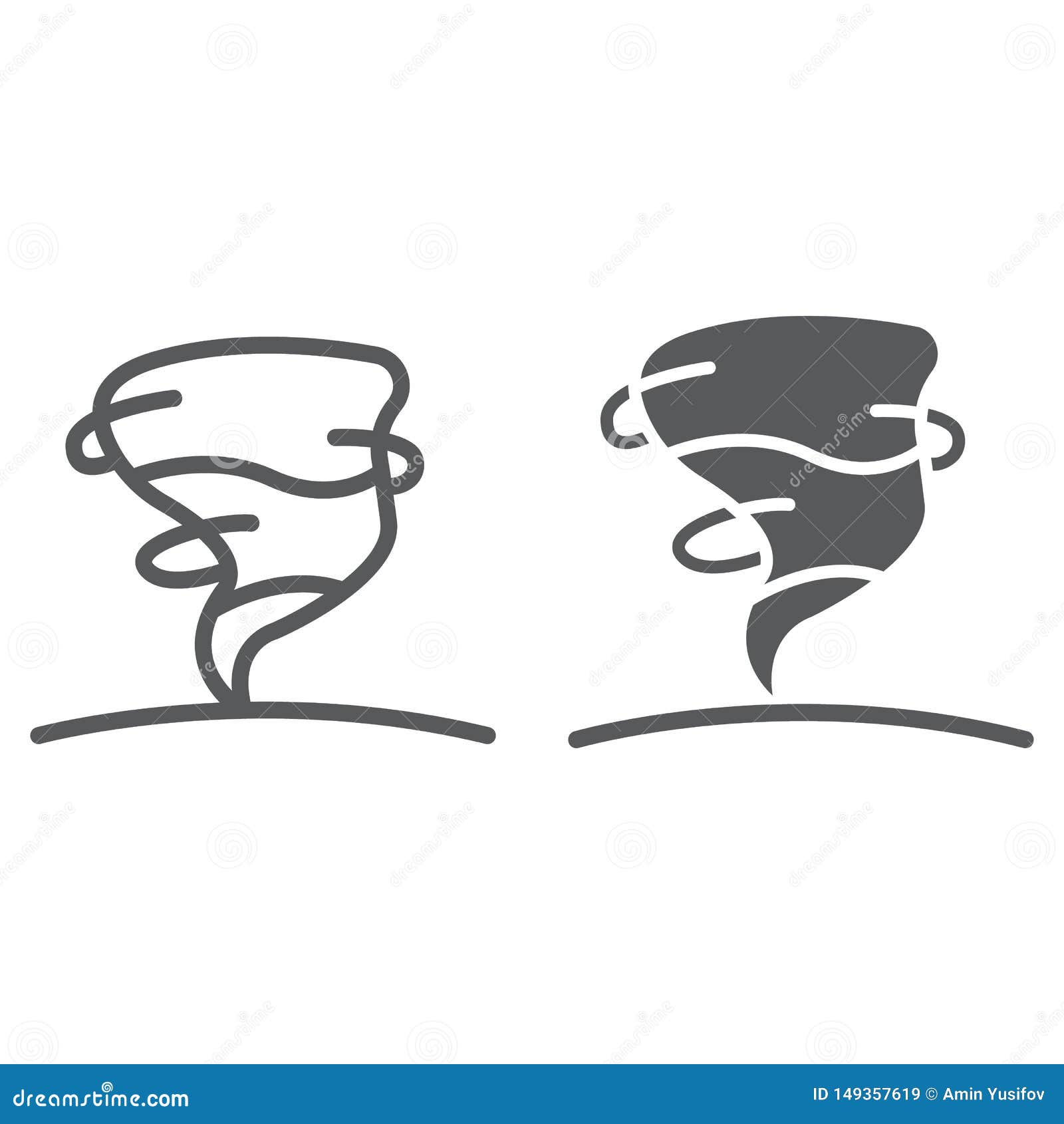 Hurricane Line and Glyph Icon, Weather and Meteorology, Cyclone Sign ...