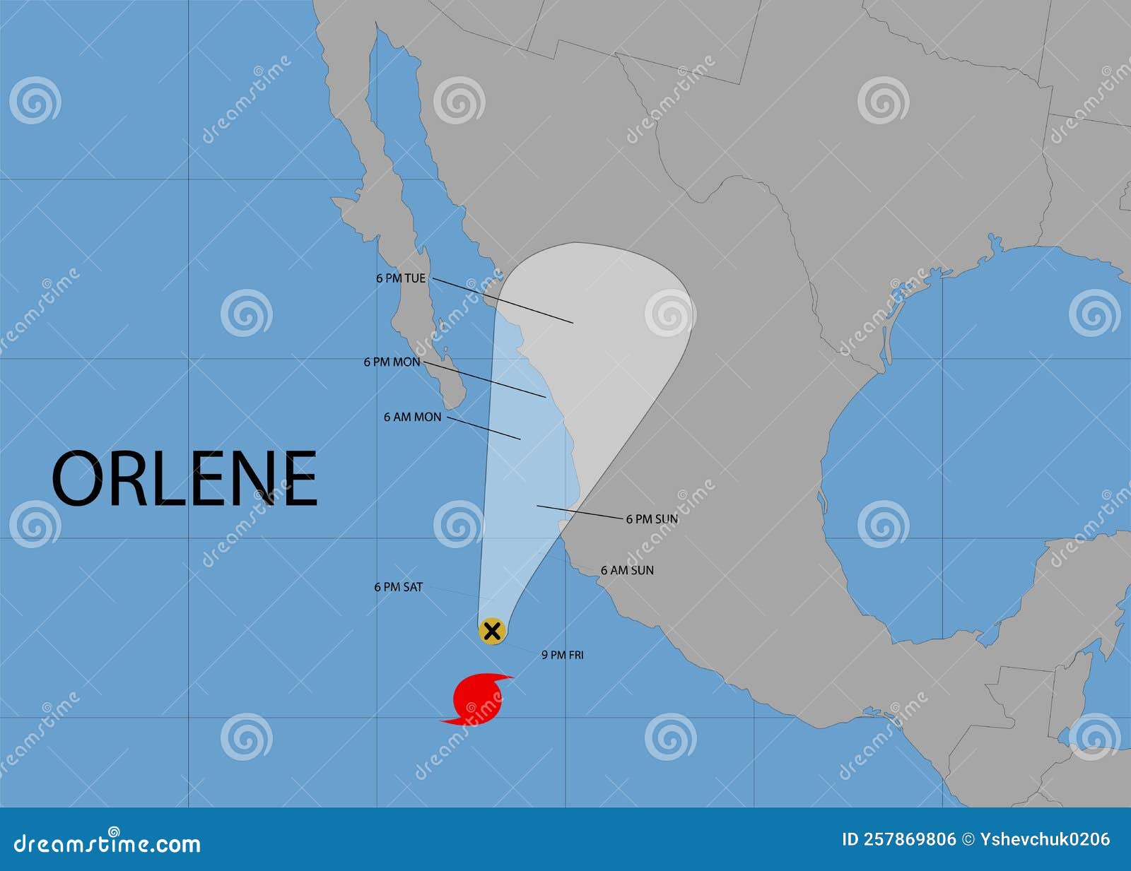 Hurricane Orlene. Tropical Storm Orlene. Vector Illustration Stock ...