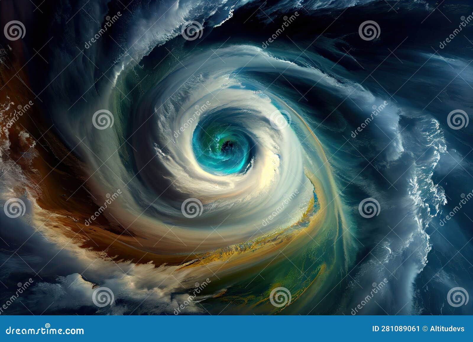 Hurricane with Powerful Winds and Thunderstorms Visible in the Eye ...