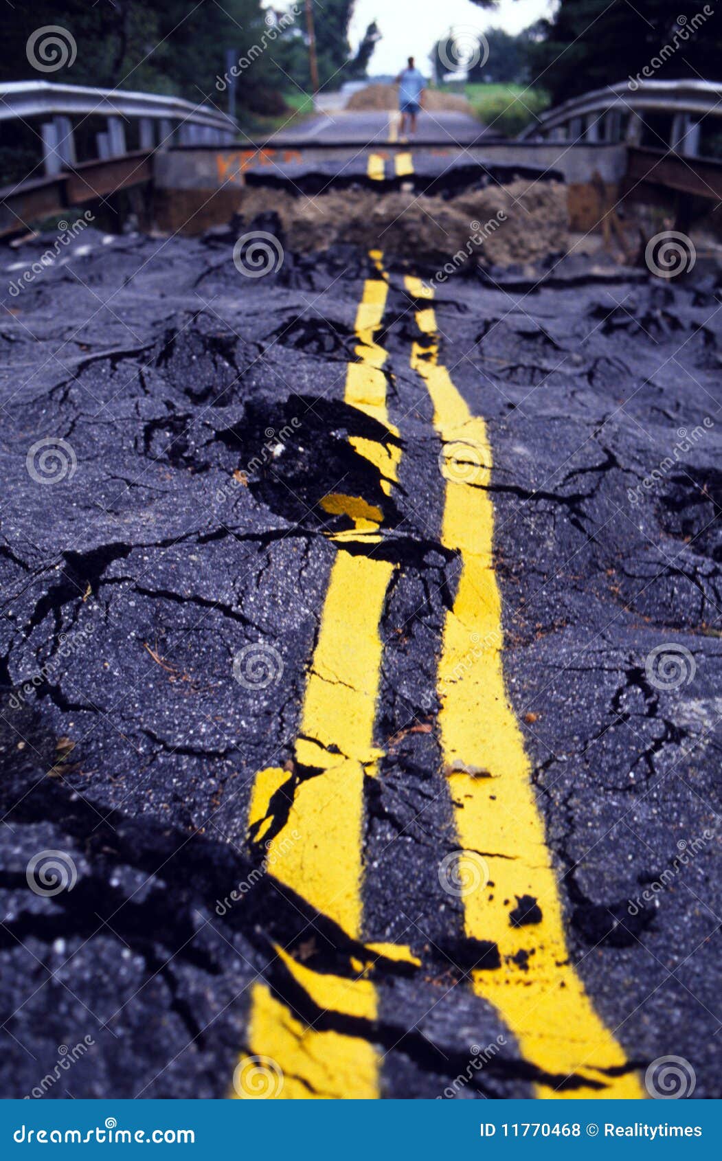Hurricane & Flood Road Damage Stock Photo - Image of adverse ...