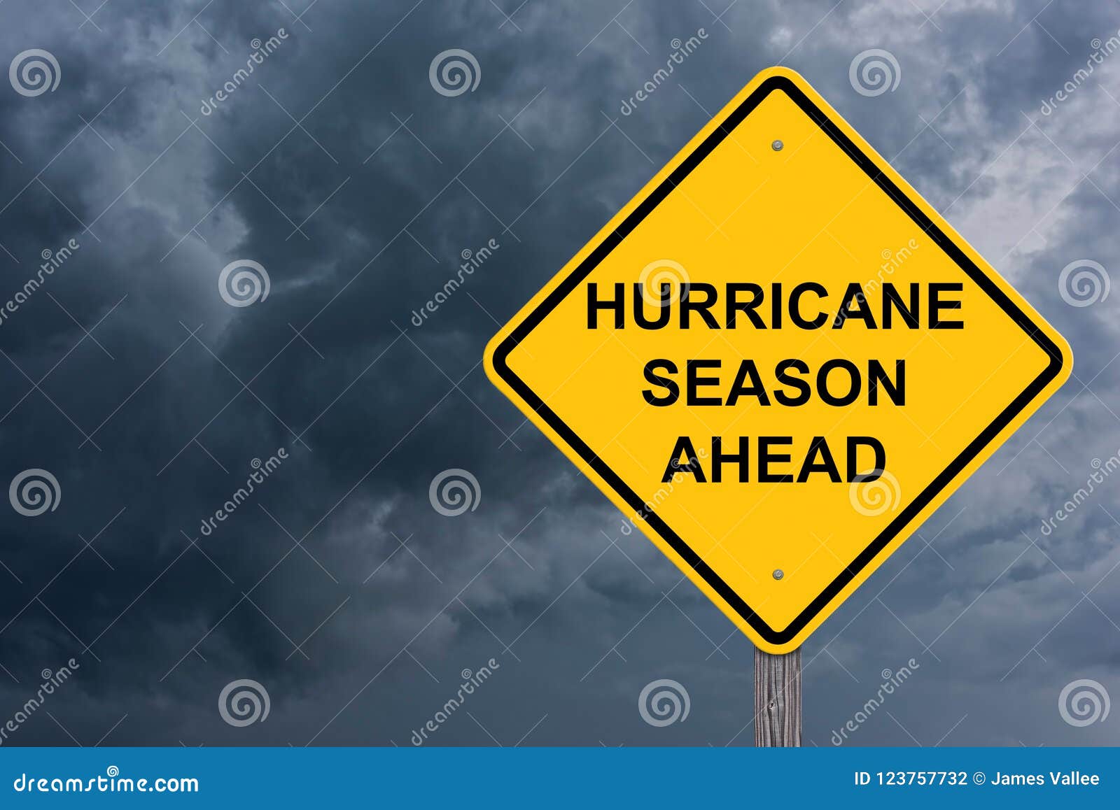 Hurricane Season Ahead Caution Sign Stock Photo - Image of sign ...