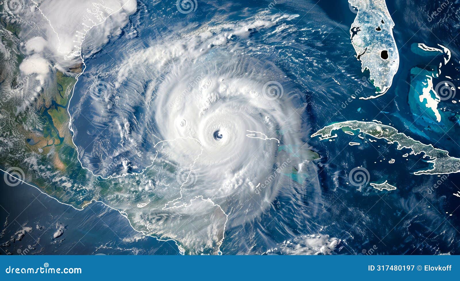 Hurricane Spinning in the Ocean. Damage and Devastations Caused by ...