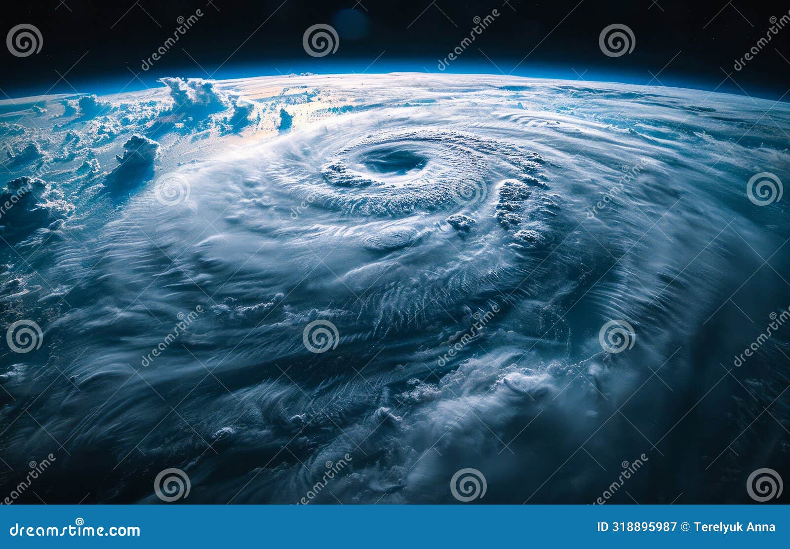 Hurricane Storm Tornado Over the Earth from Space Satellite View. Stock ...