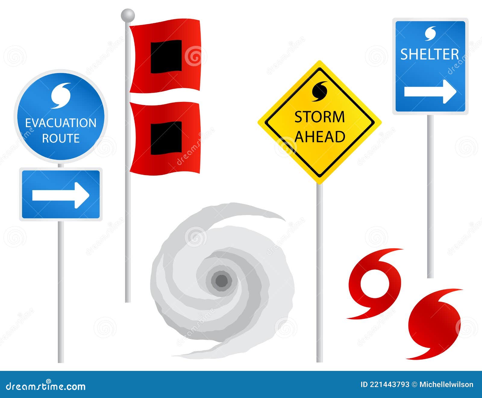 Hurricane Signs and Symbols Stock Vector - Illustration of flags, arrow ...