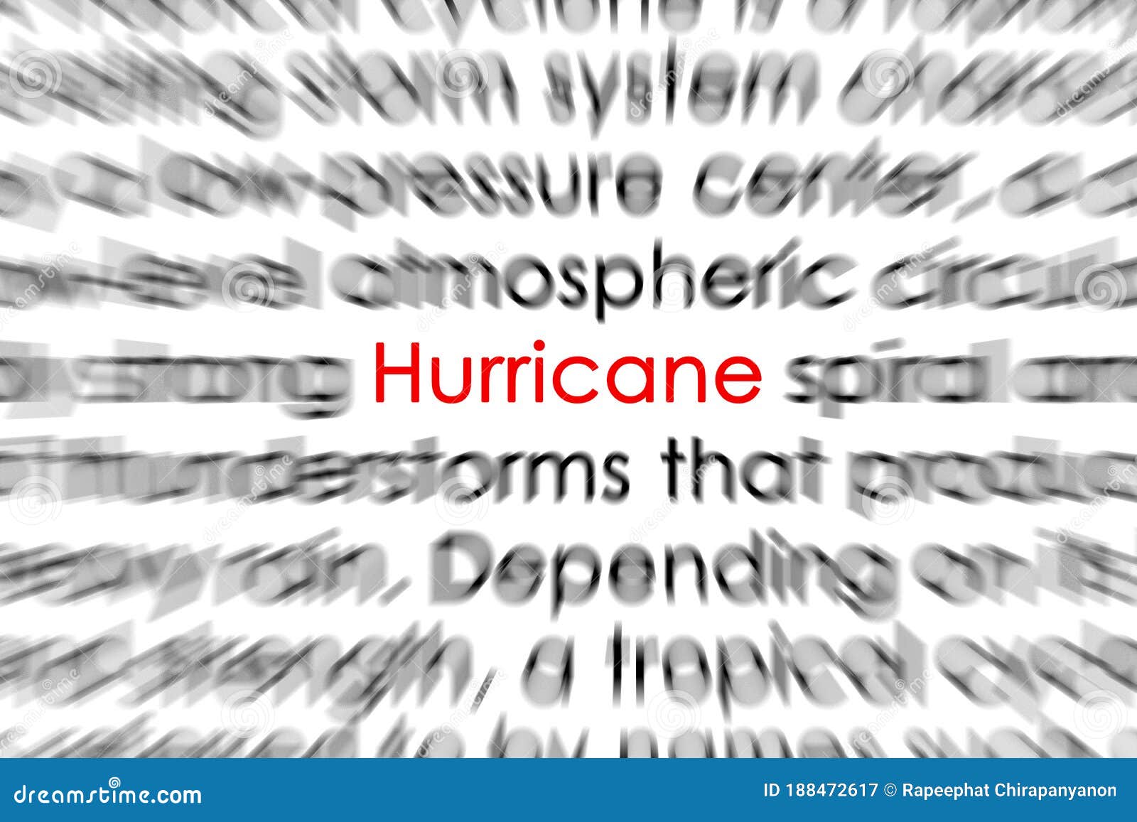 Hurricane Text with Zoom Blur Text Background Stock Illustration ...