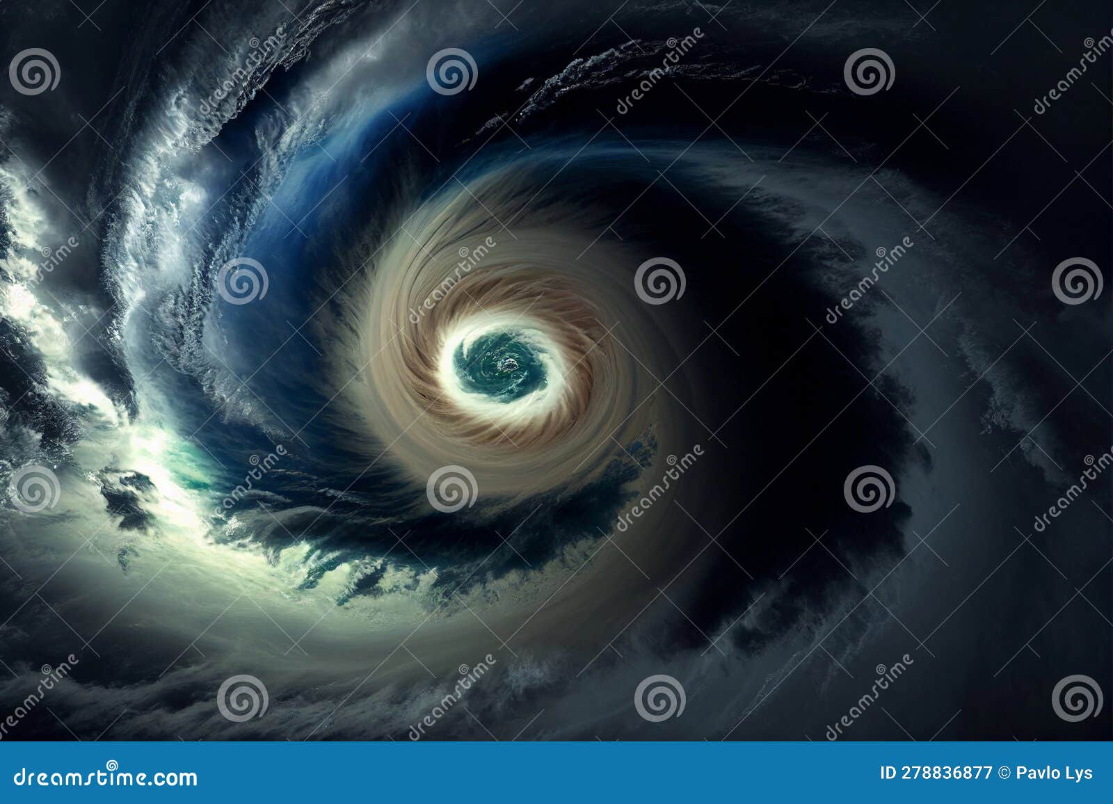 Hurricane Eye View From Orbiting Satellite, Powerful Tropical Storm Or ...