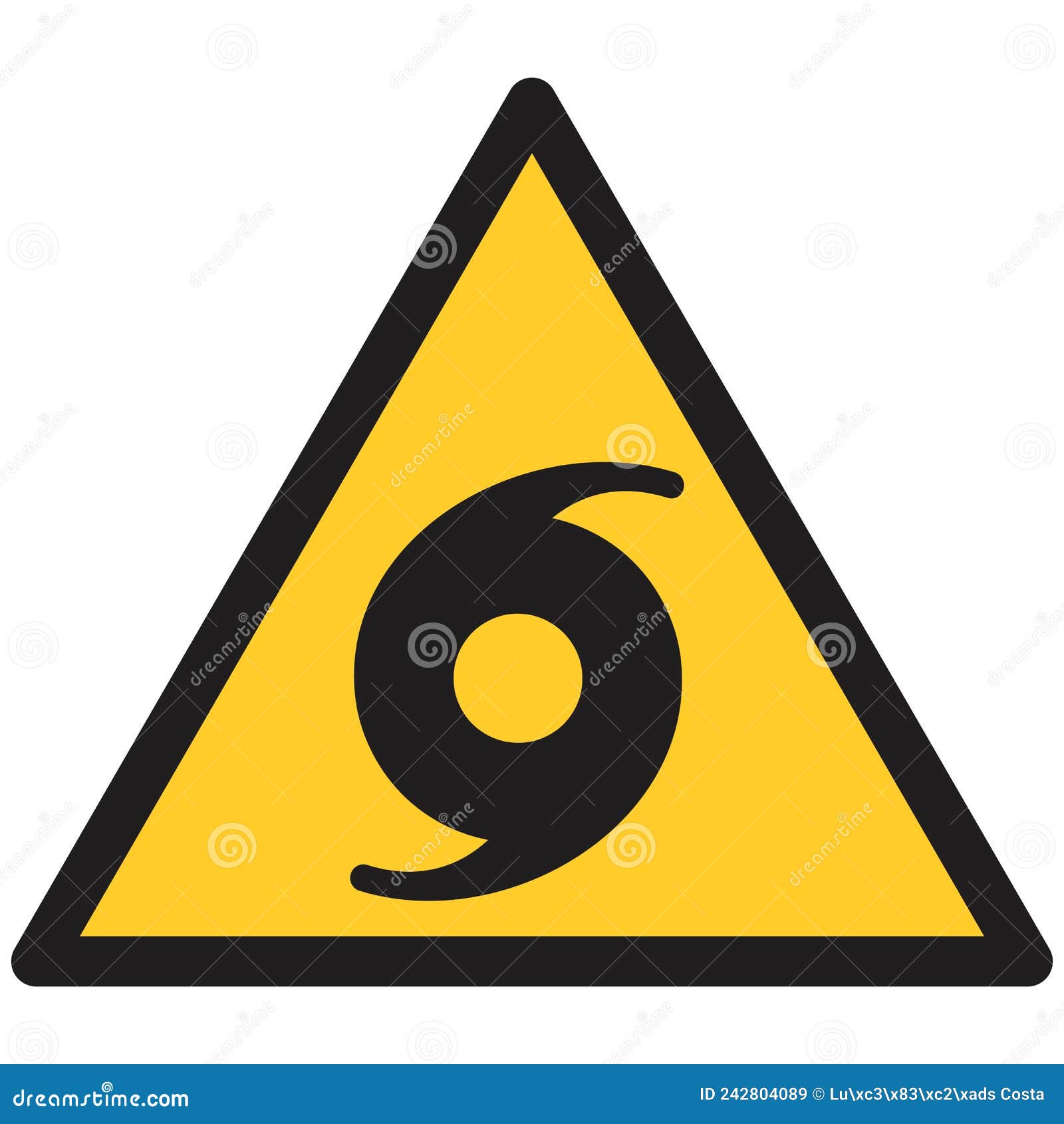 Hurricane Warning Sign stock vector. Illustration of yellow - 242804089