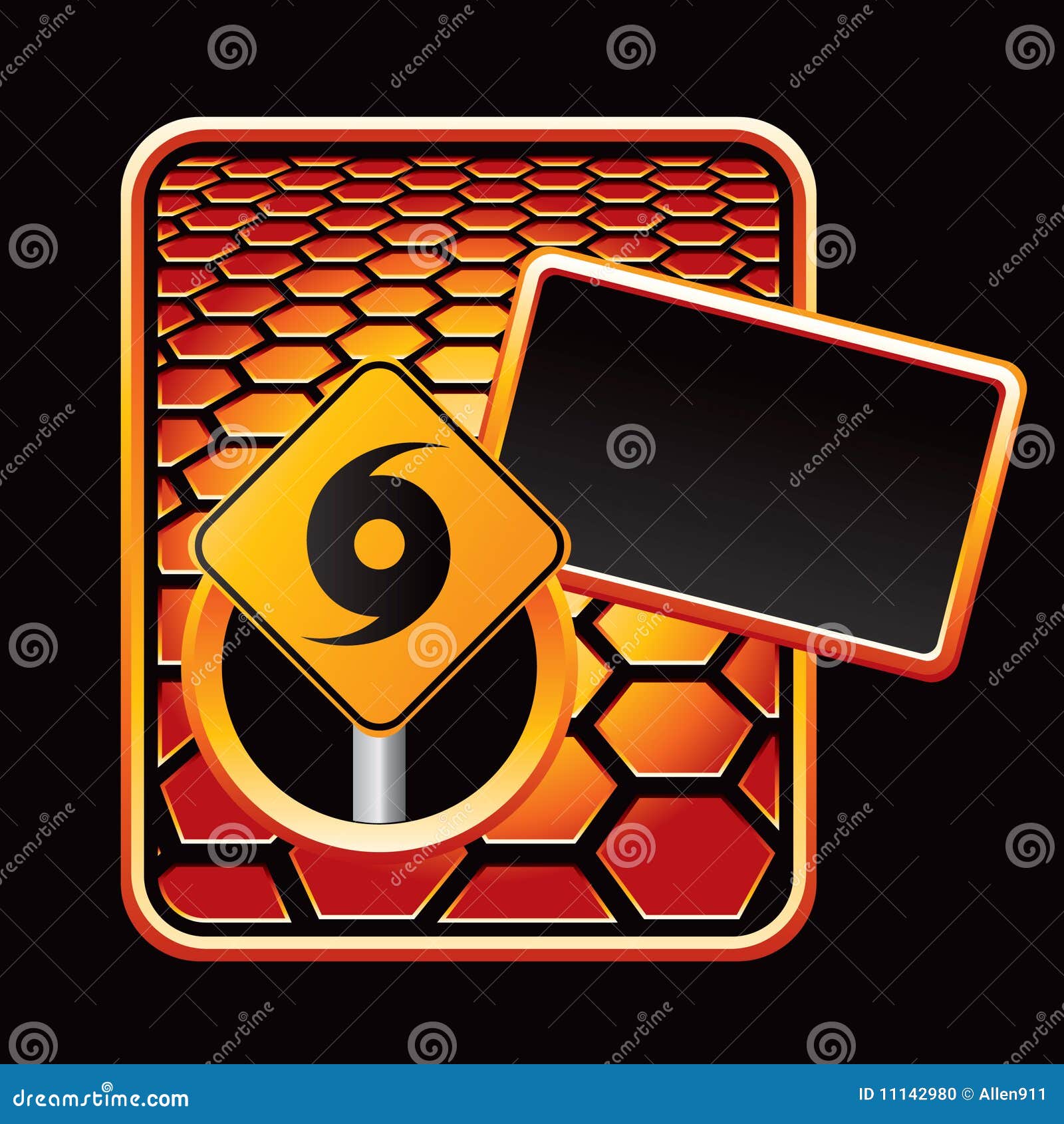 Hurricane Warning Sign on Orange Hexagon Ad Stock Vector - Illustration ...