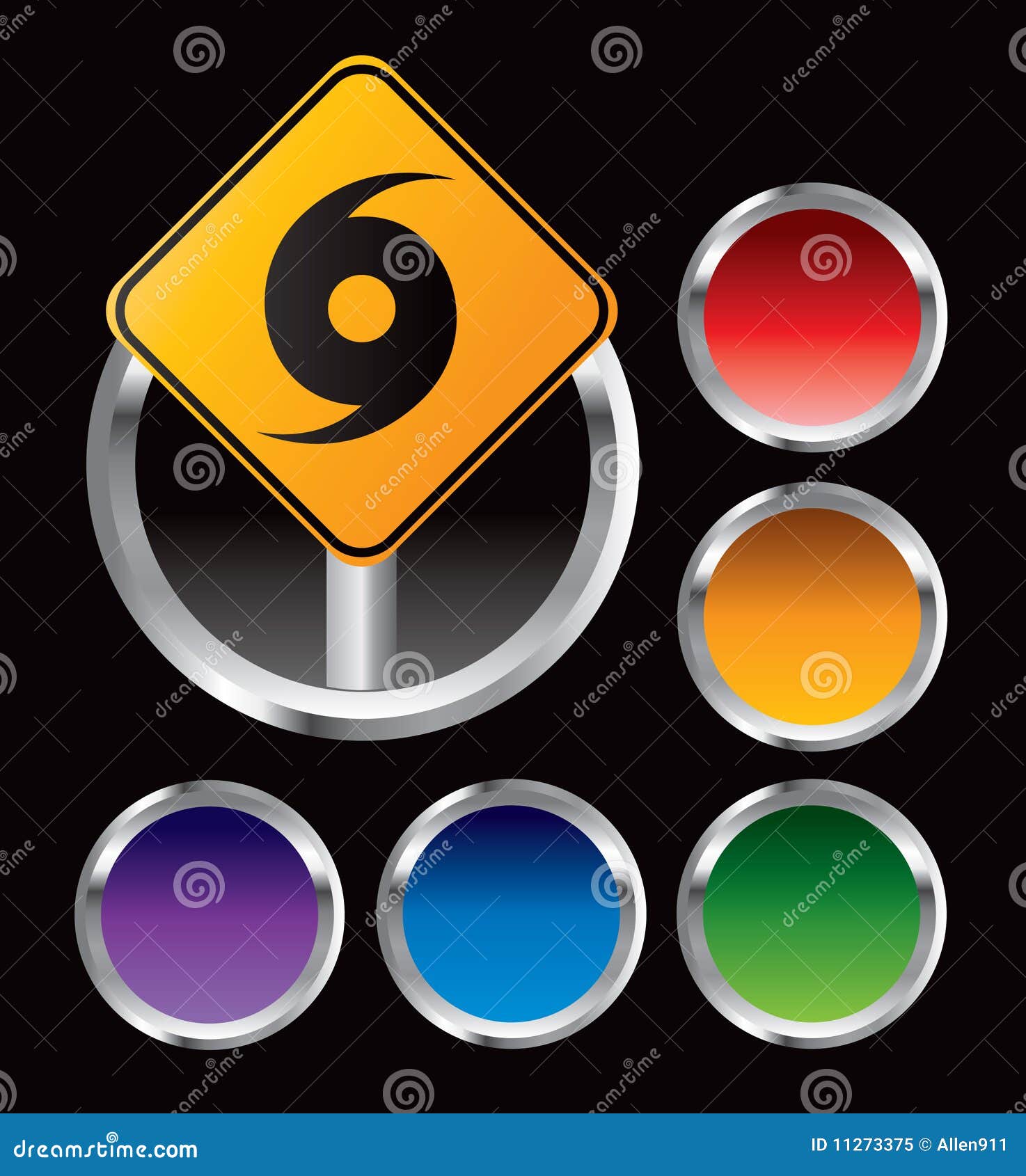 Hurricane Warning Sign on Round Web Buttons Stock Vector - Illustration ...