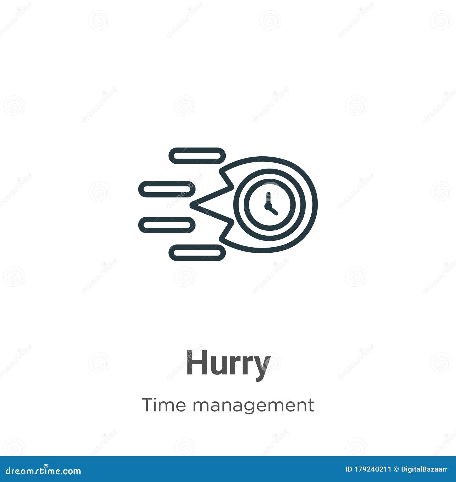 Hurry Outline Vector Icon. Thin Line Black Hurry Icon, Flat Vector ...