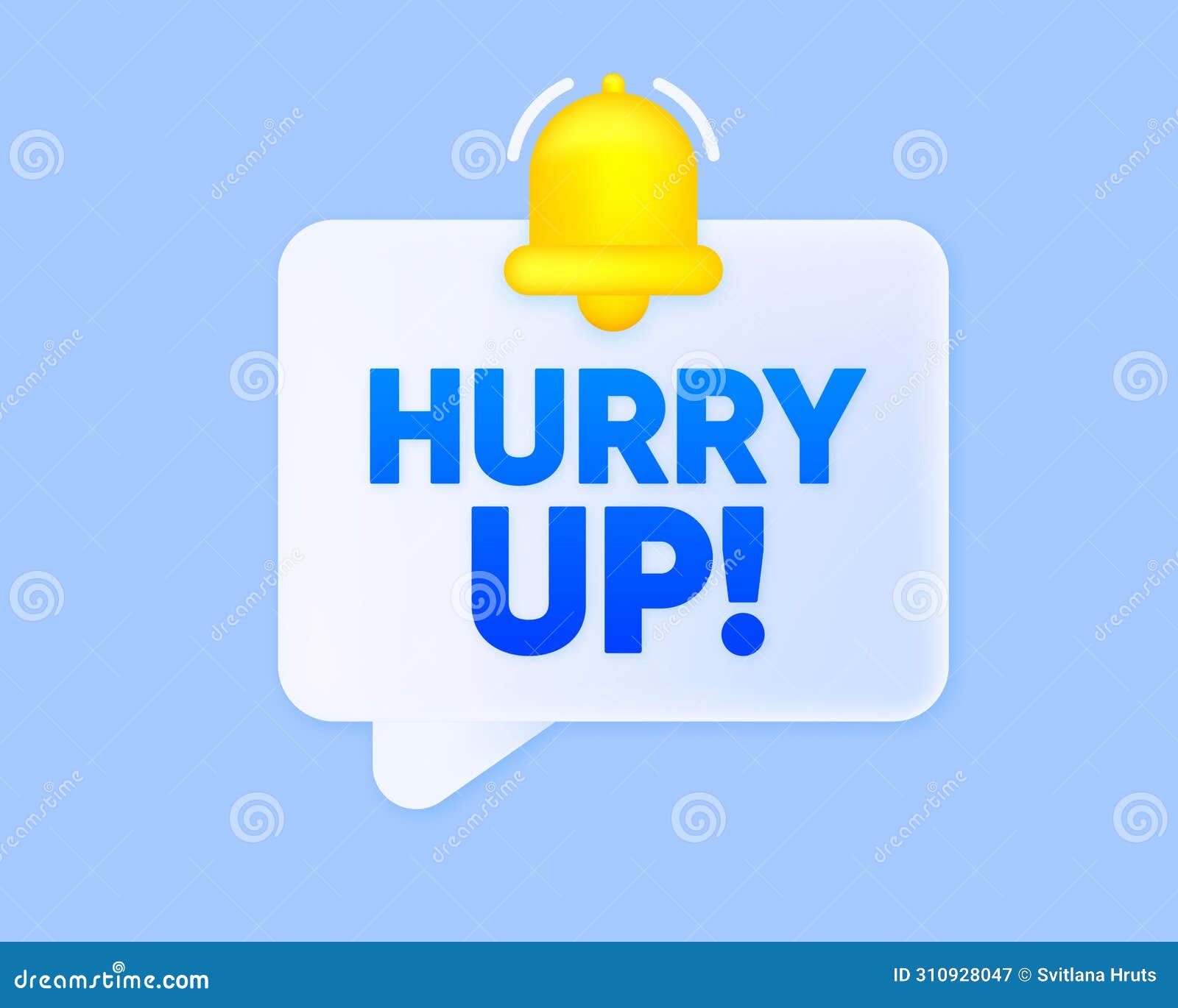 Hurry Up. 3D Label with Bell. Limited Offer. Countdown. Reminder Banner. Vector Illustration ...