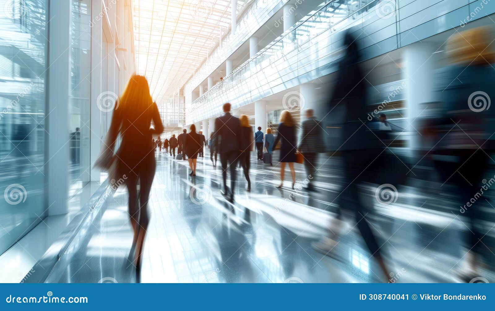 Hurrying Business People in an Office Building, Motion Blur Effect ...