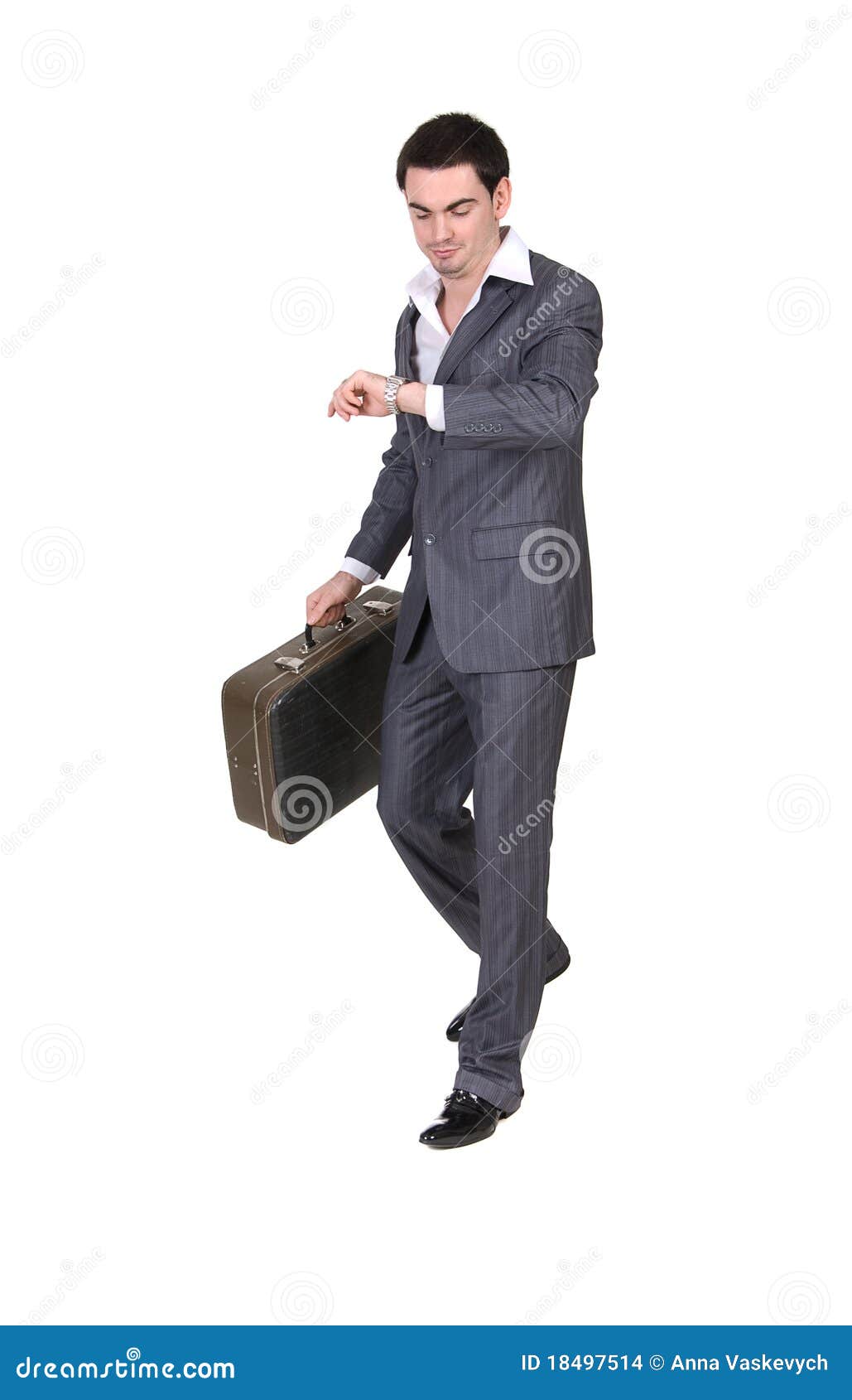 Hurrying Businessman with a Suitcase Stock Photo - Image of handle ...