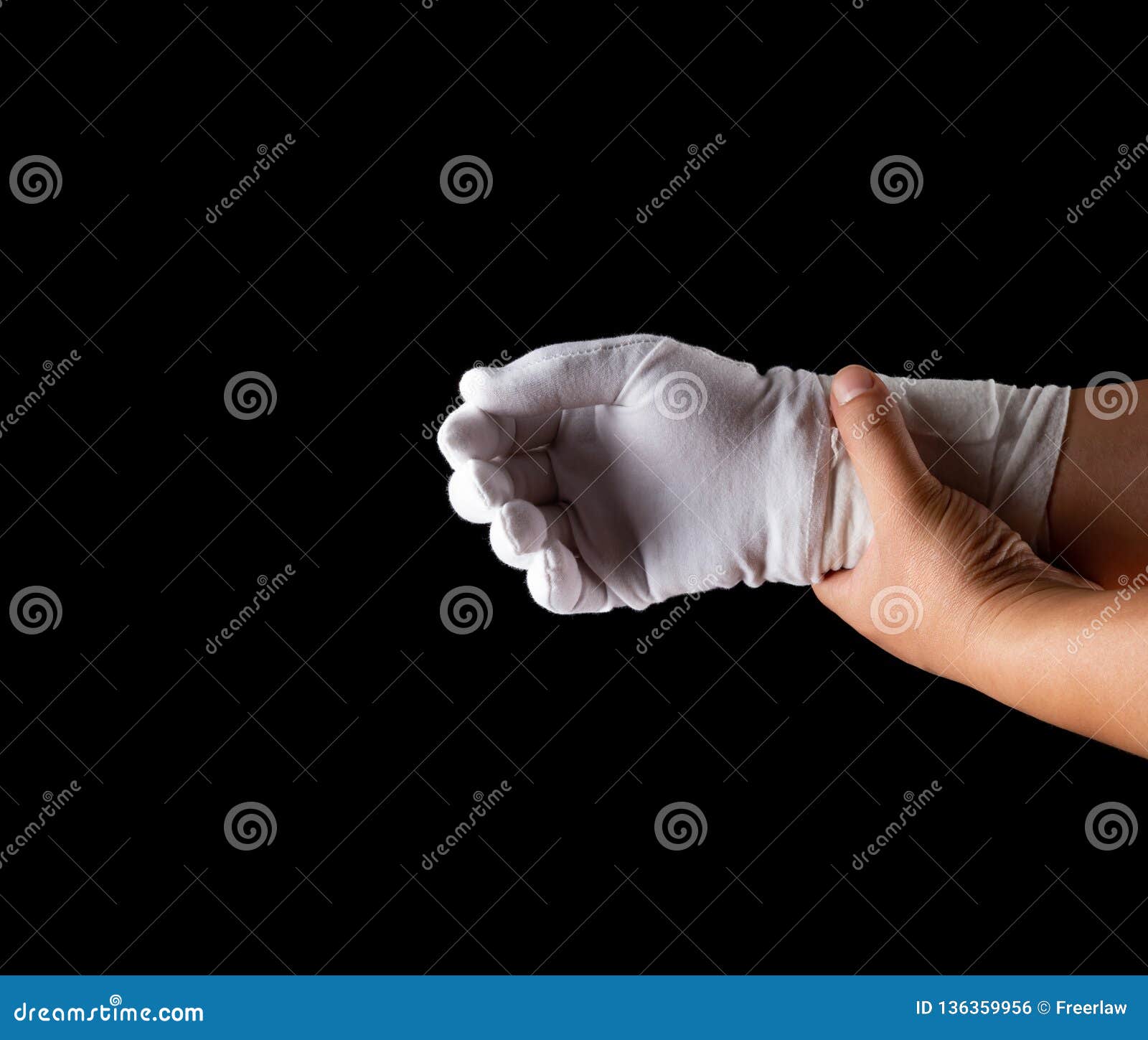 Hurt Hand with Wrapping on Black Stock Photo - Image of wrist, injury ...
