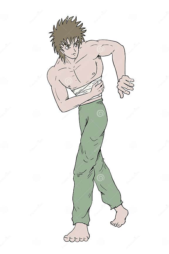 Hurt man walking draw stock illustration. Illustration of injury ...