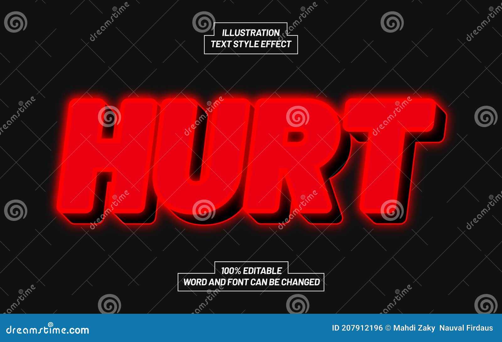 Hurt Red Text Style Effect stock vector. Illustration of gradient ...