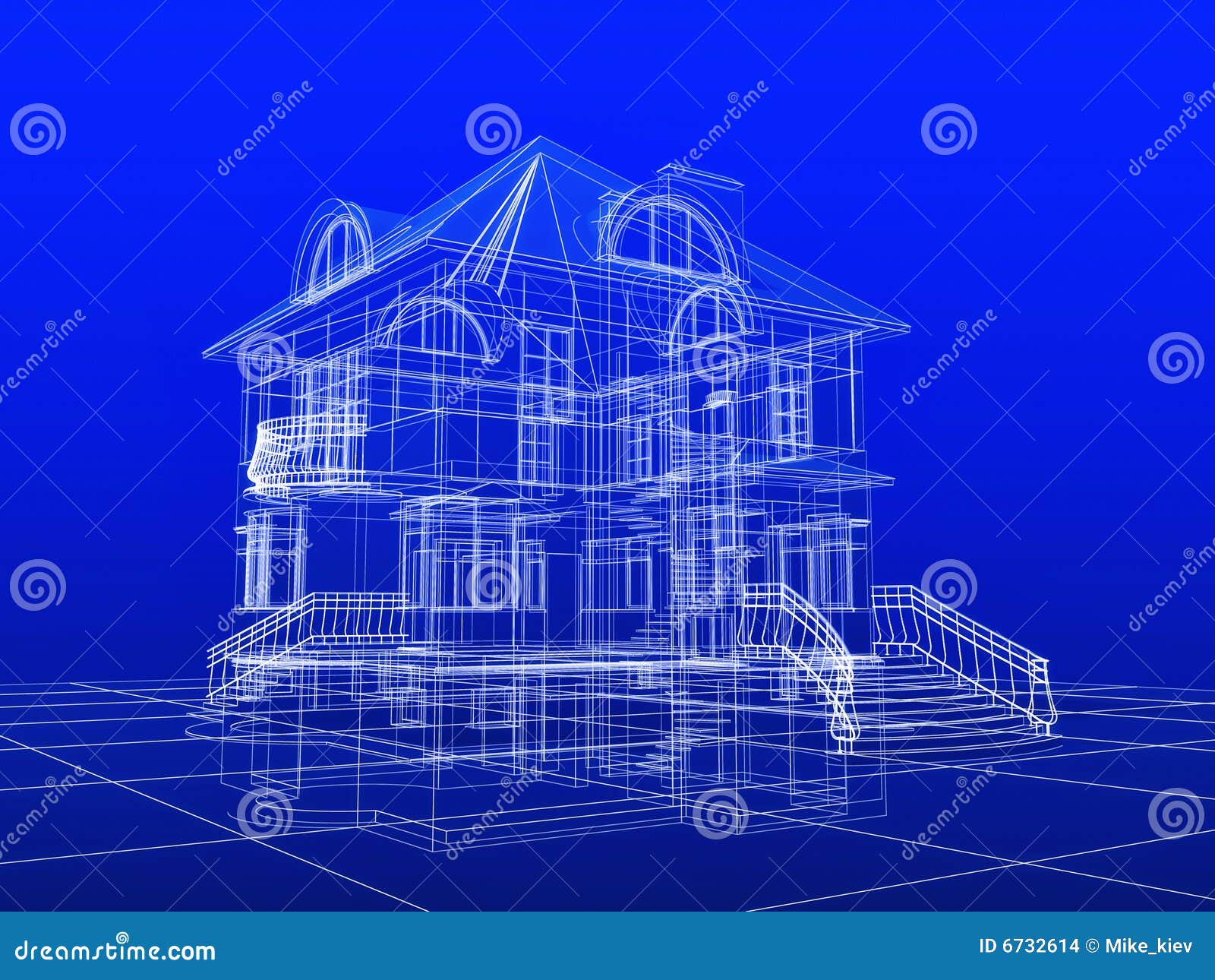 Hus för ritning 3d stock illustrationer. Illustration av ytter - 6732614