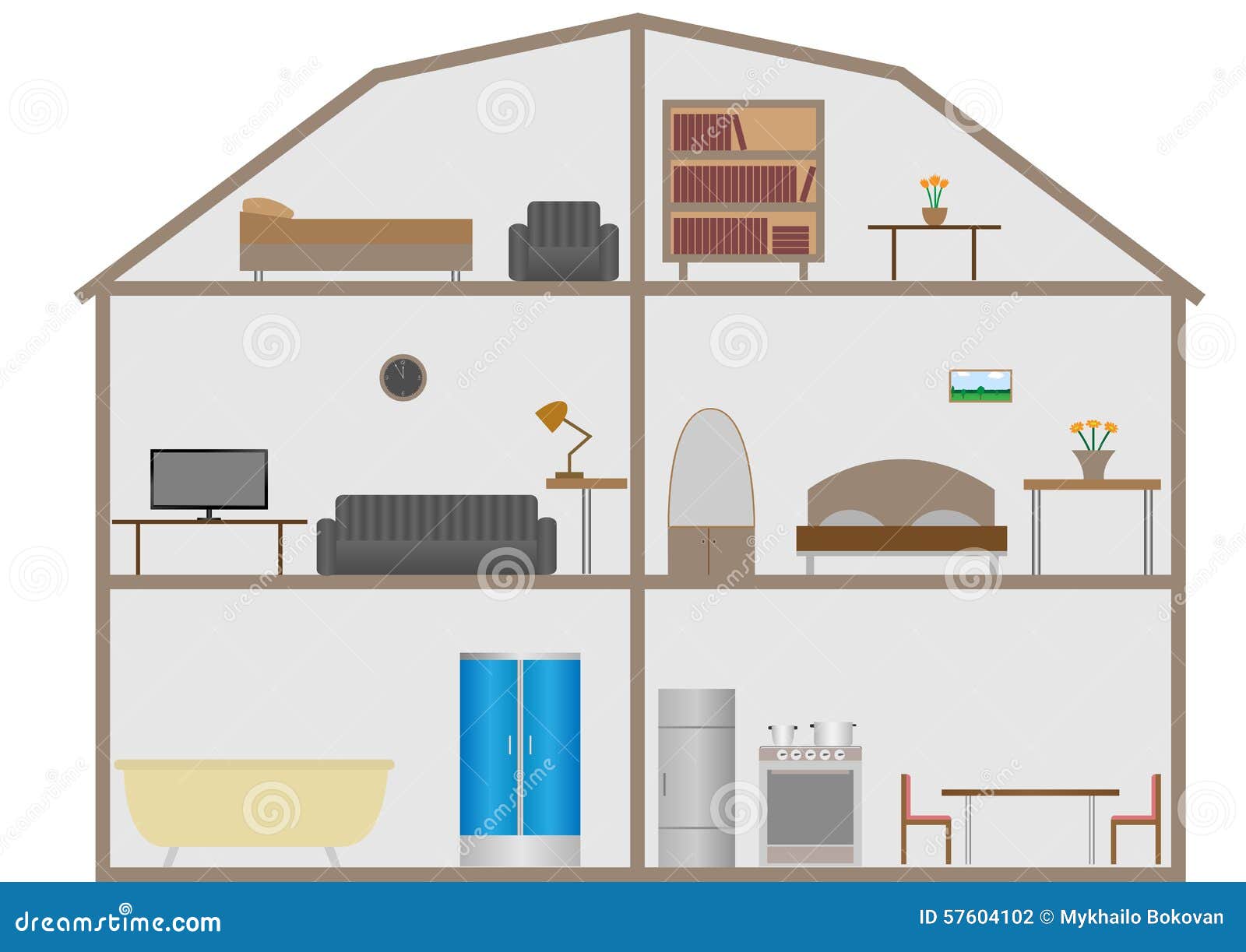 Hus inomhus vektor illustrationer. Illustration av konstruktion - 57604102