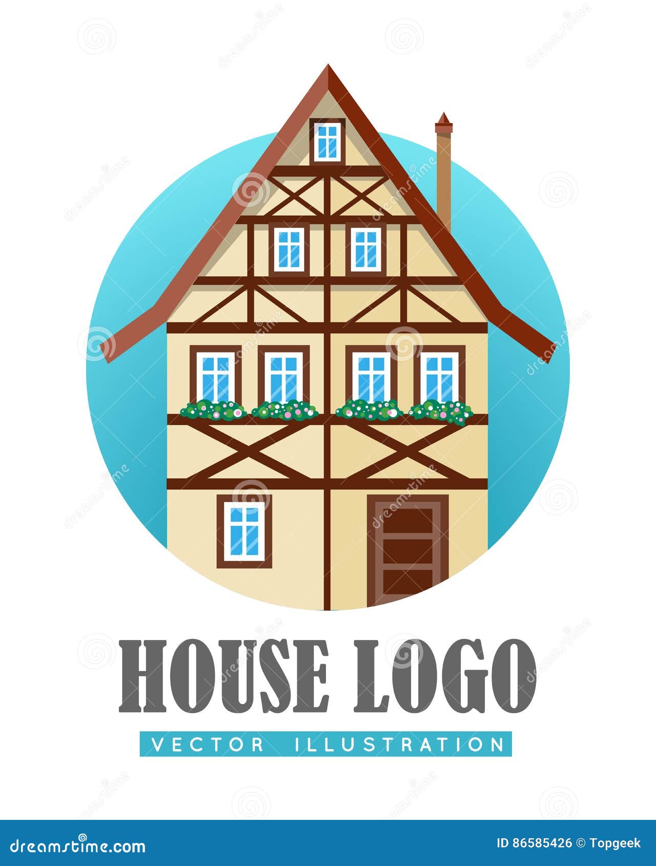 Hus Logo Flat Design Vector Illustration Vektor Illustrationer ...