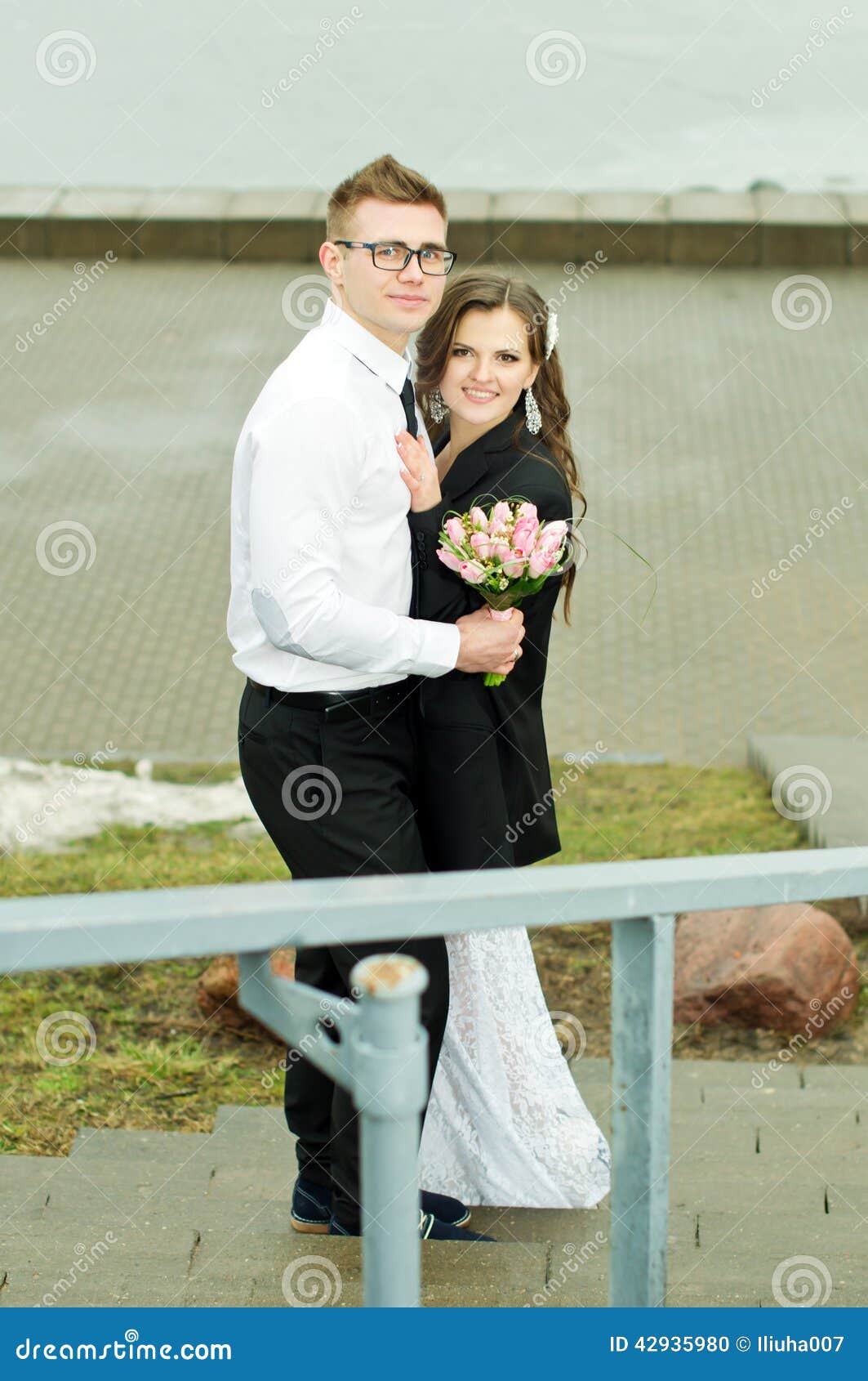 The Husband and the Bride Hug with Each Other Stock Photo - Image of ...