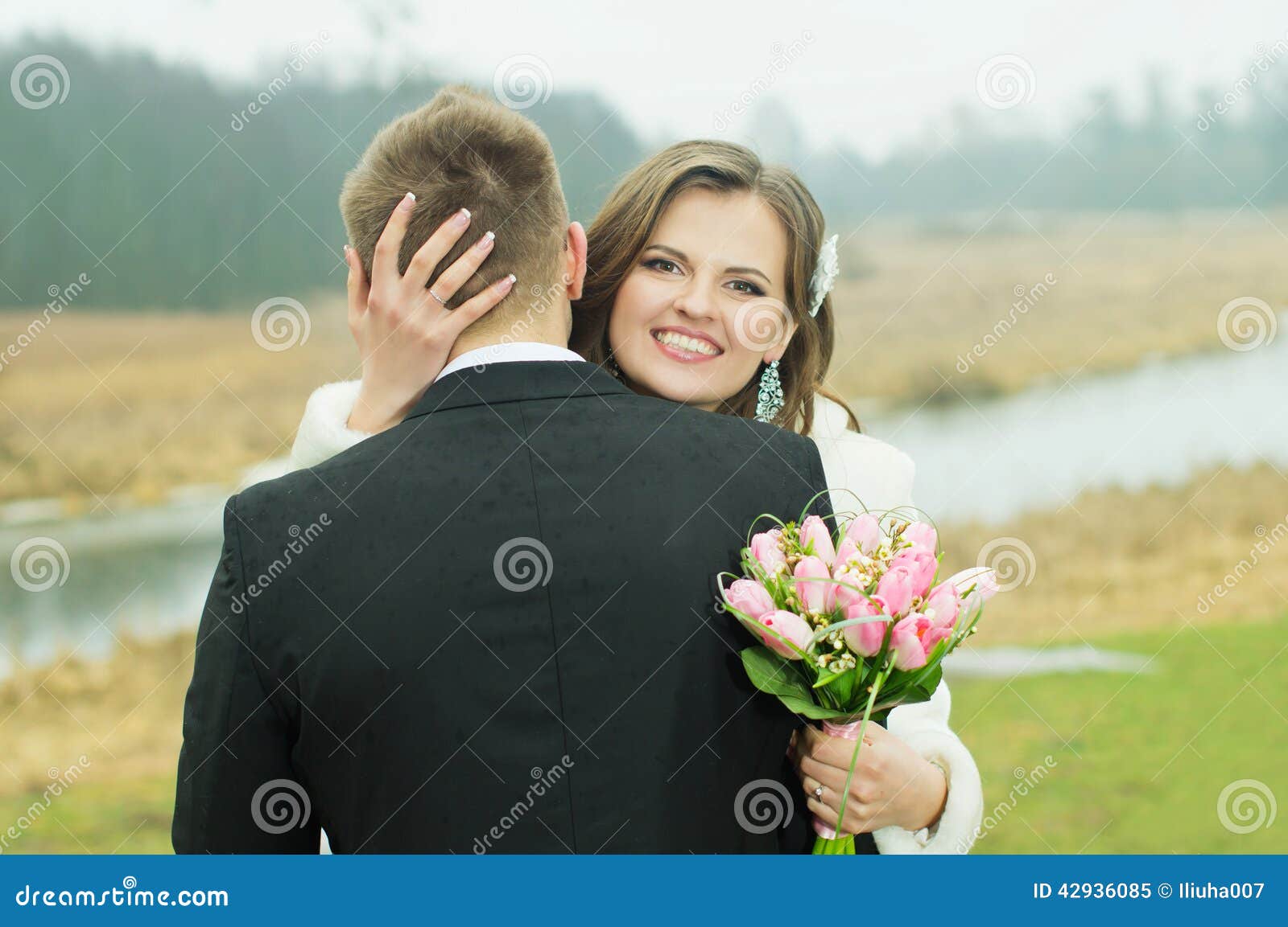 The Husband and the Bride Hug with Each Stock Image - Image of elegant ...