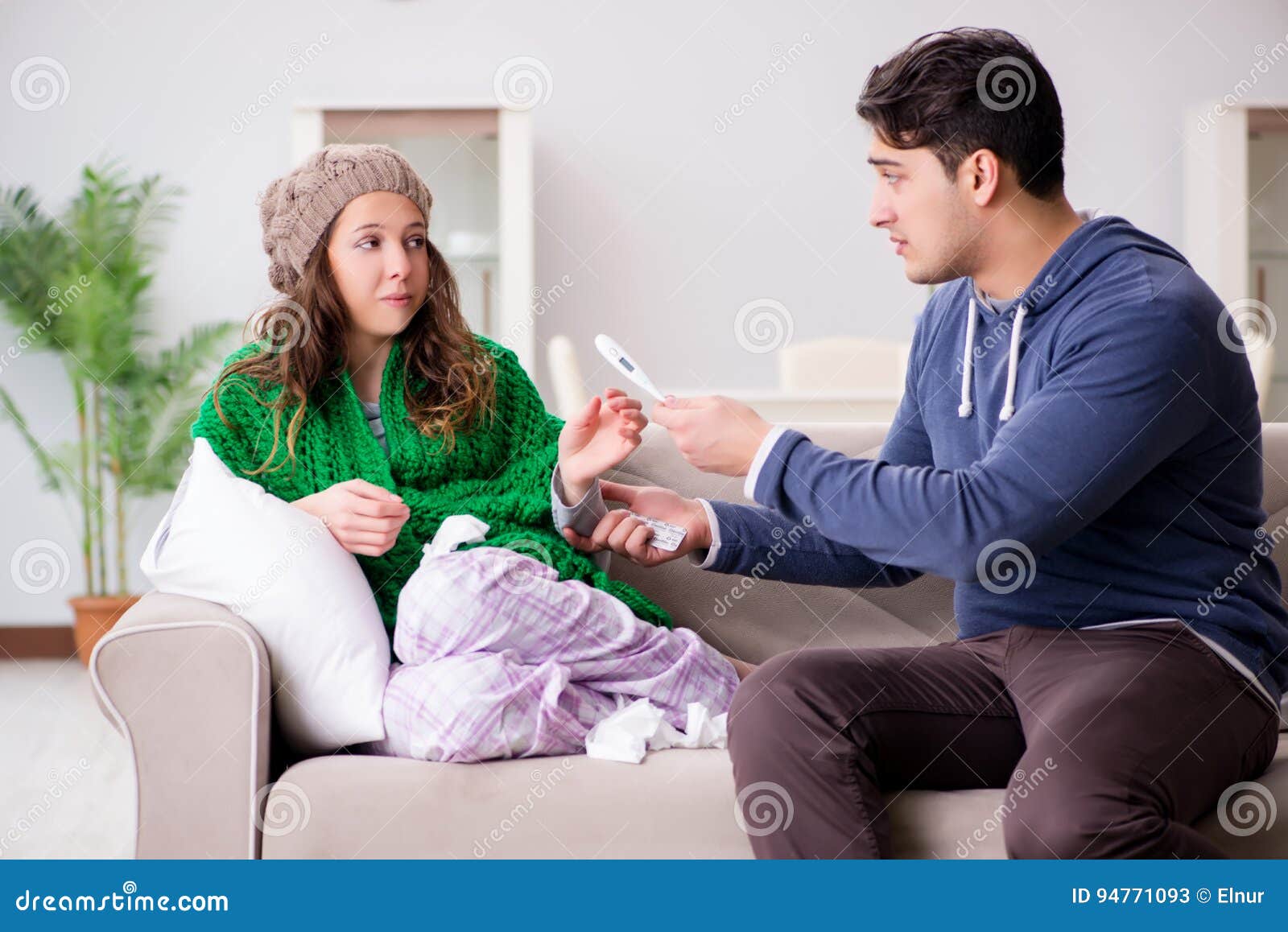 The Husband Caring for Sick Wife Stock Image - Image of healthcare ...