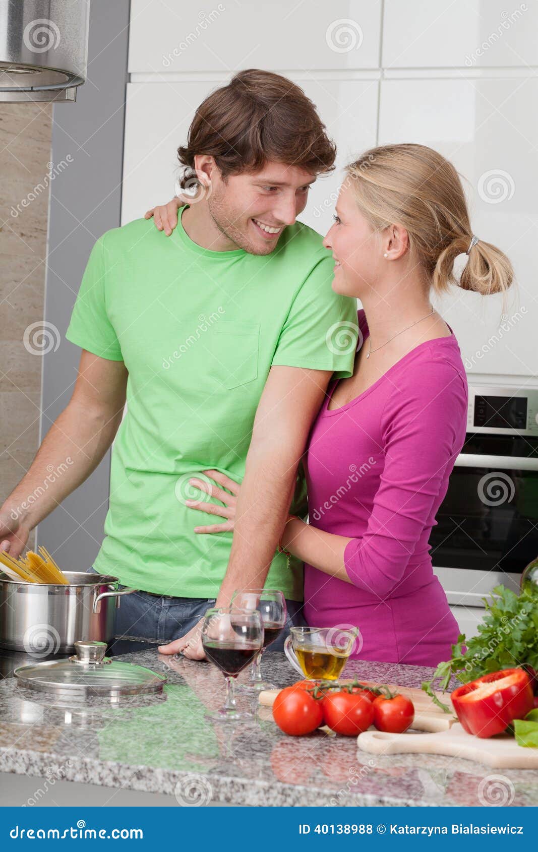 Husband cooking dinner stock photo. Image of romantic - 40138988