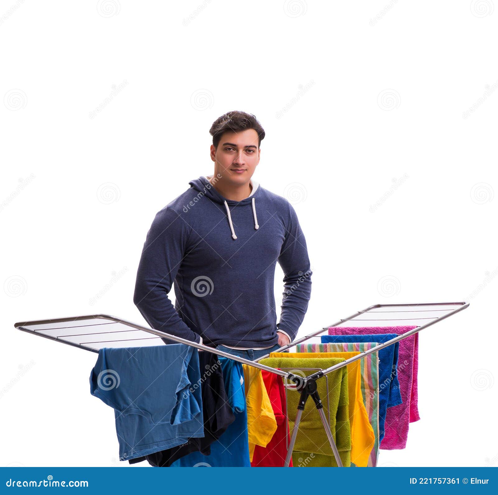 Husband Man Doing Laundry Isolated on White Stock Image - Image of ...