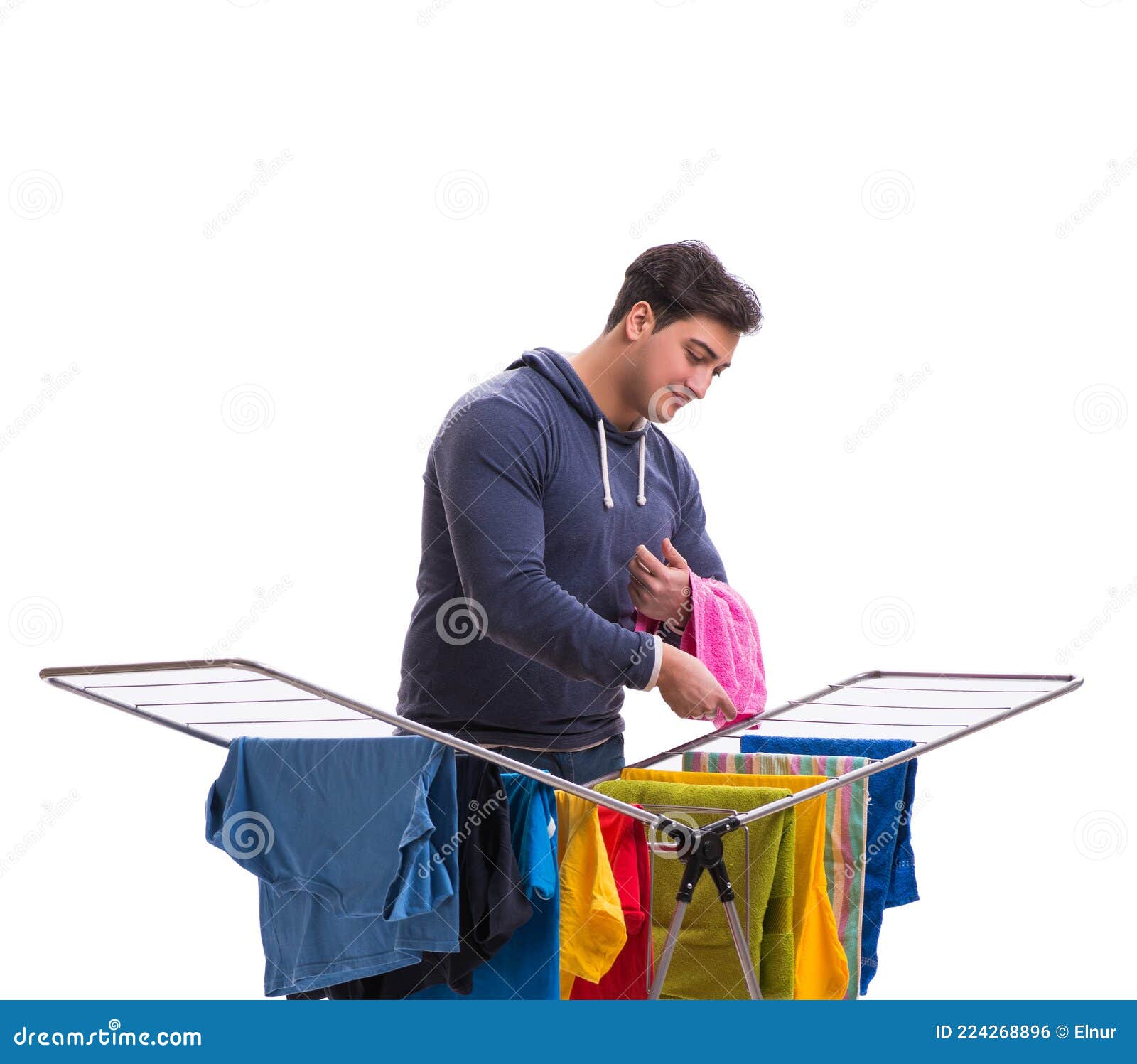 Husband Man Doing Laundry Isolated on White Stock Photo - Image of ...