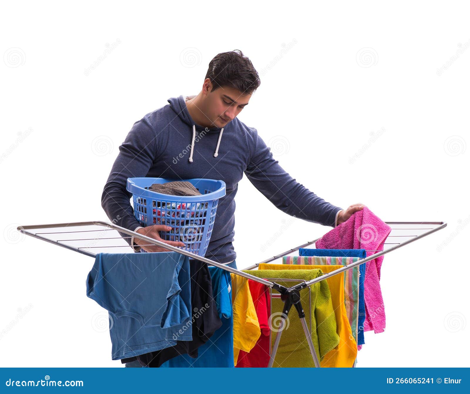 Husband Man Doing Laundry Isolated on White Stock Image - Image of ...