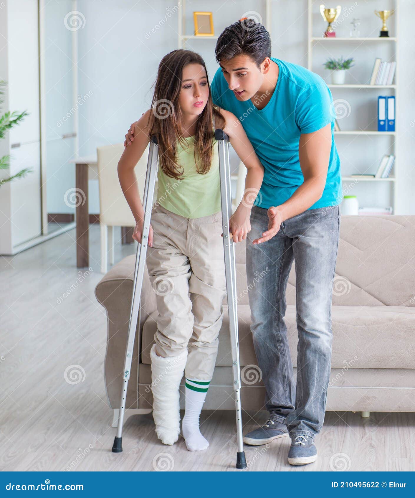 Husband Man Supporting Injured Wife Stock Photo - Image of broken ...