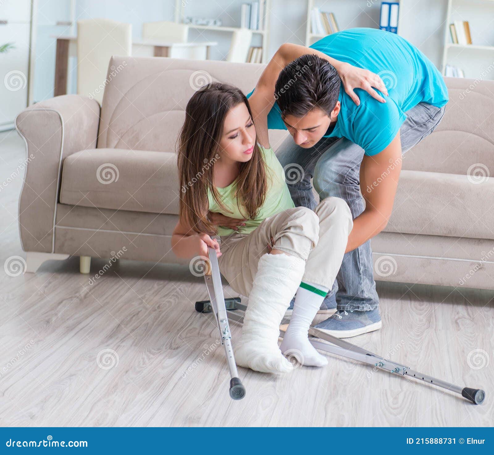 Husband Man Supporting Injured Wife Stock Image - Image of mobility ...