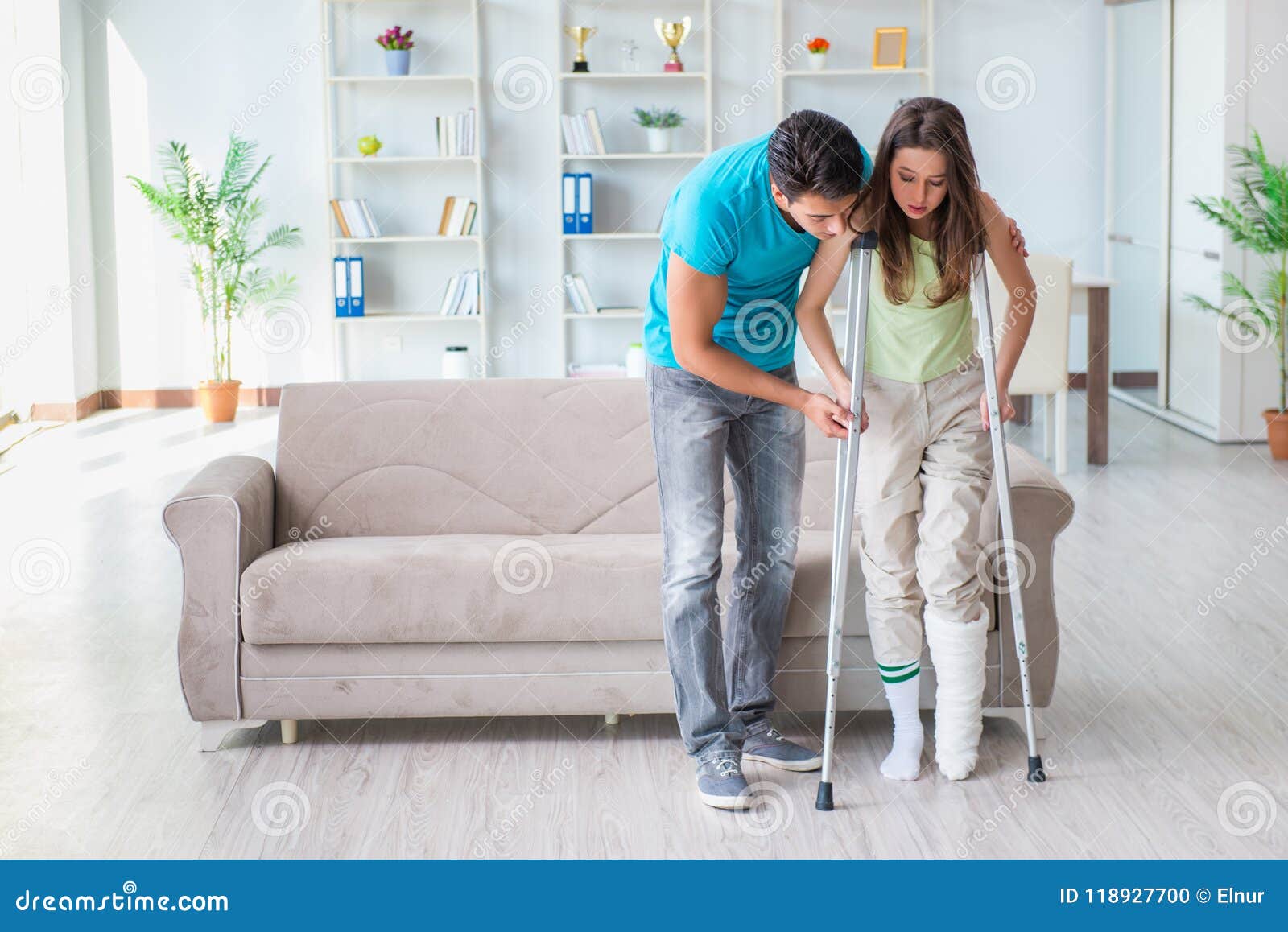 The Husband Man Supporting Injured Wife Stock Photo - Image of couple ...