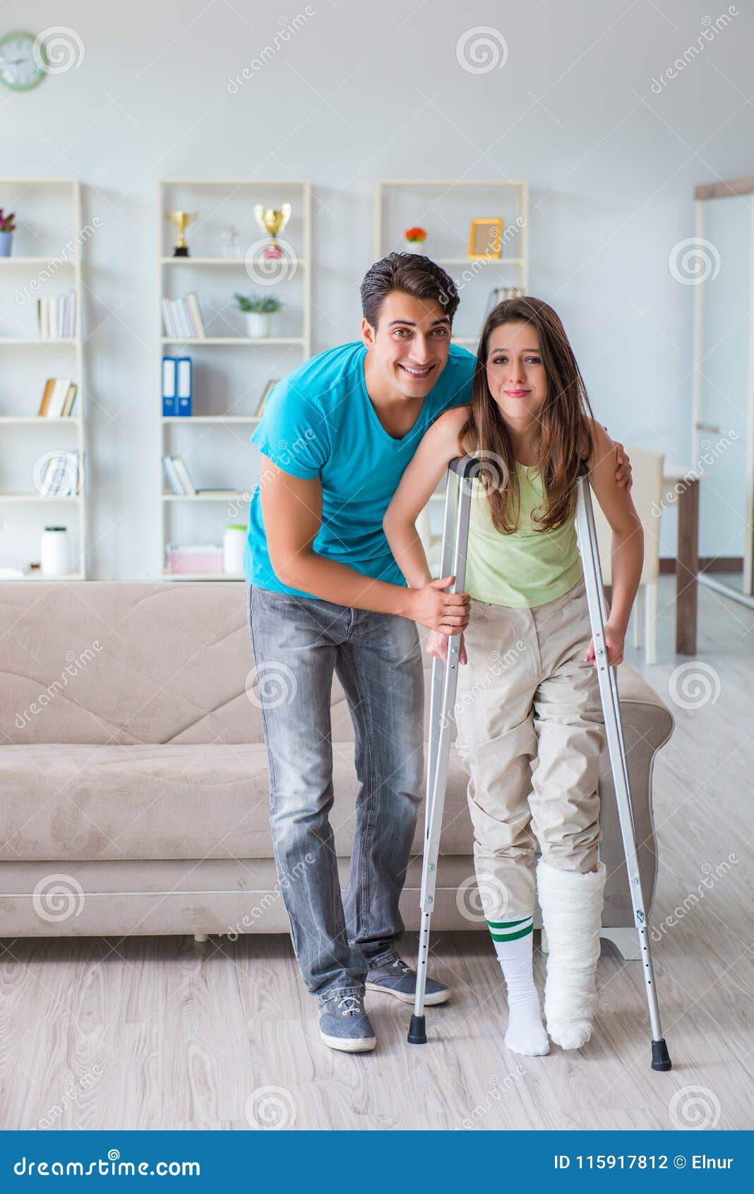 The Husband Man Supporting Injured Wife Stock Photo - Image of caring ...