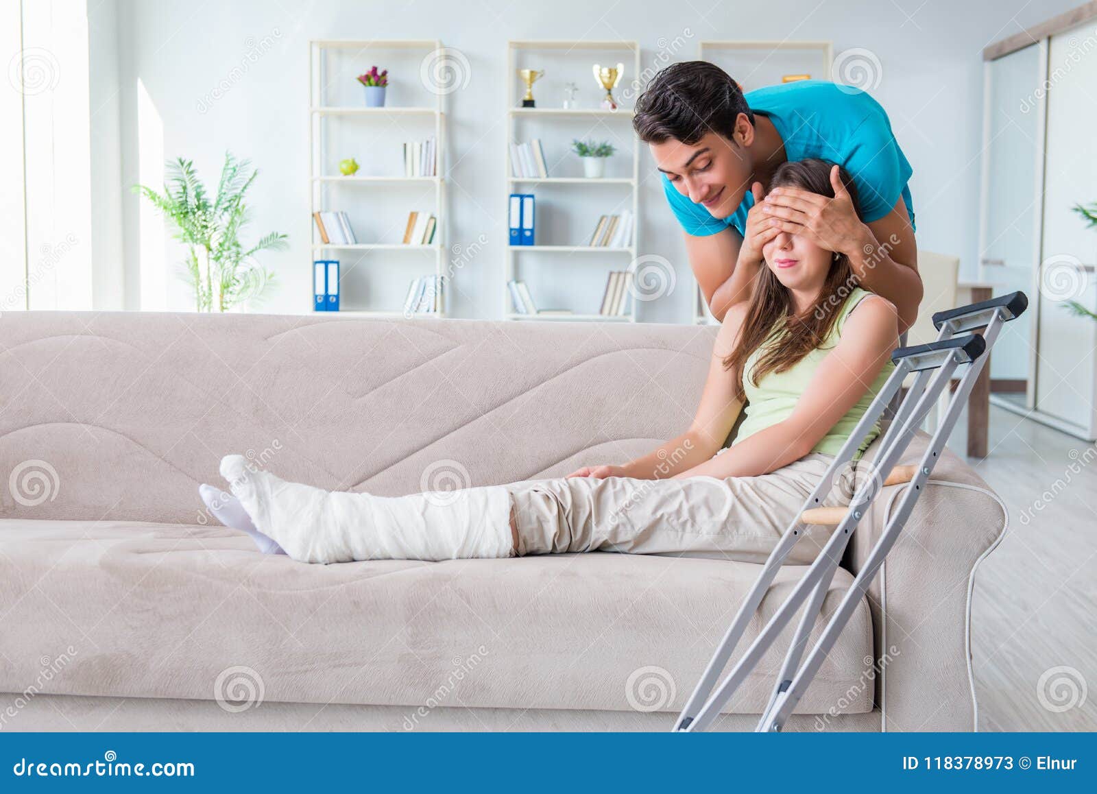 The Husband Man Supporting Injured Wife Stock Image - Image of bone ...