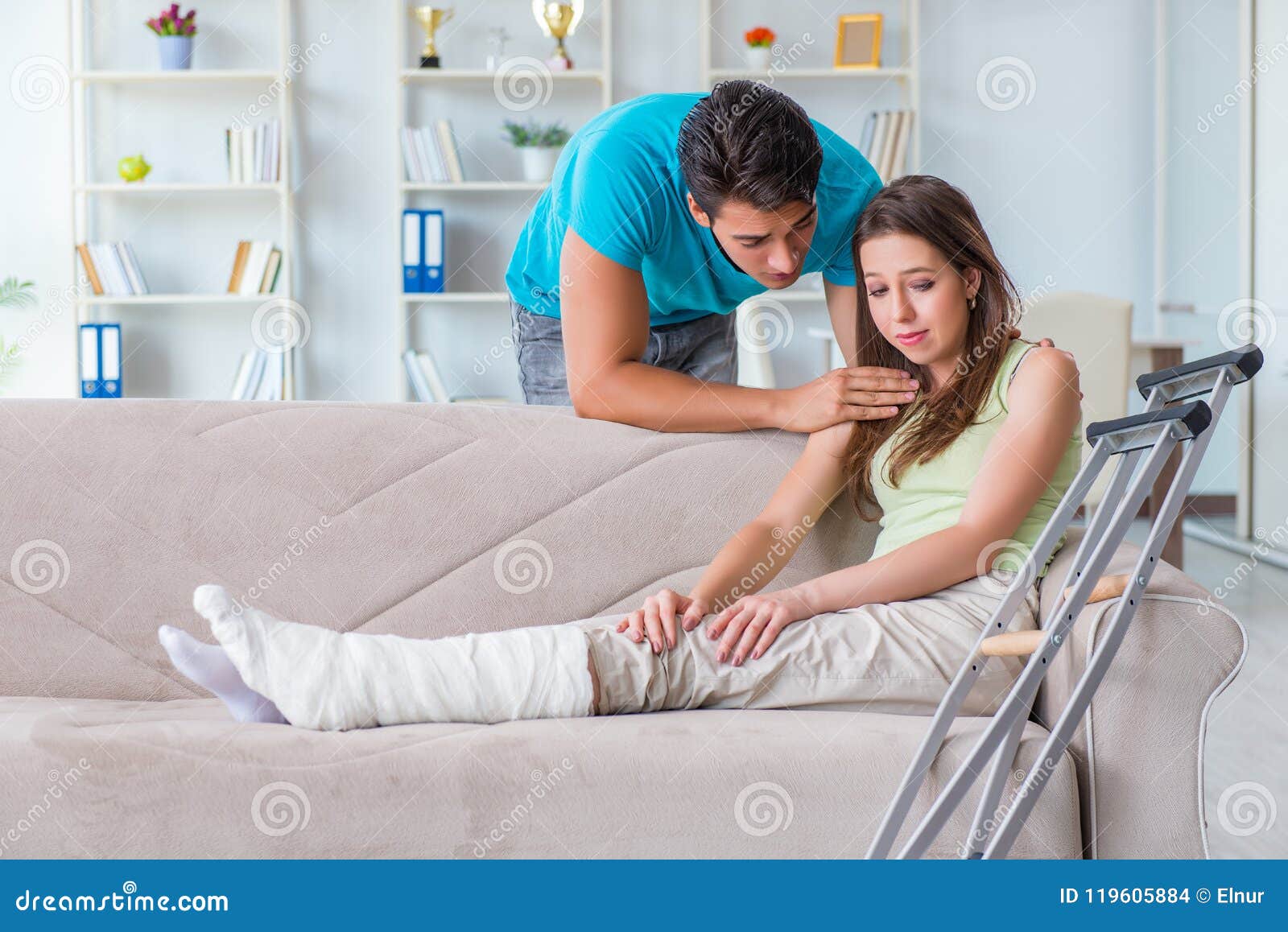 The Husband Man Supporting Injured Wife Stock Photo - Image of injury ...