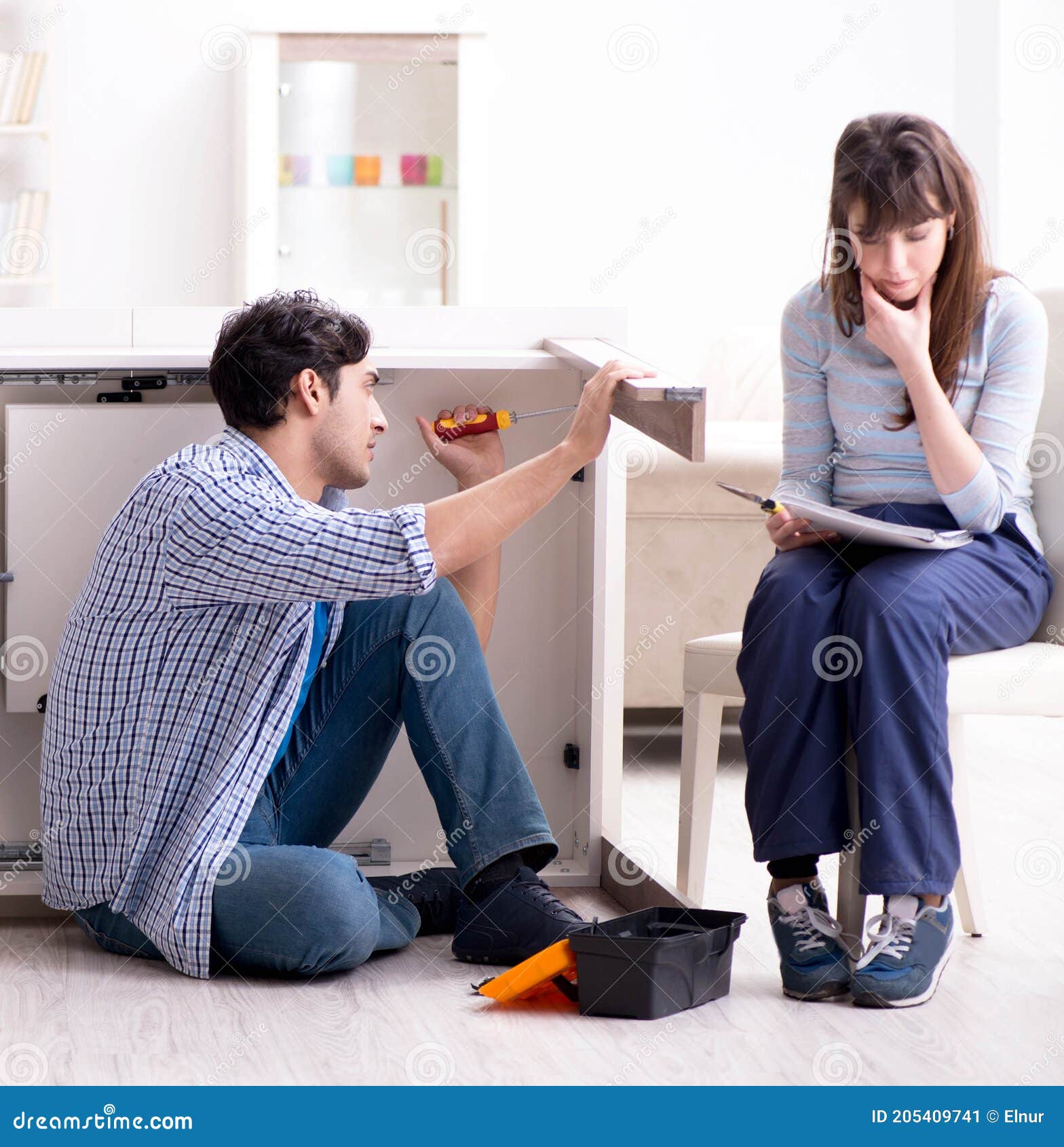 Husband Repairing Broken Table at Home Stock Image - Image of repairman ...